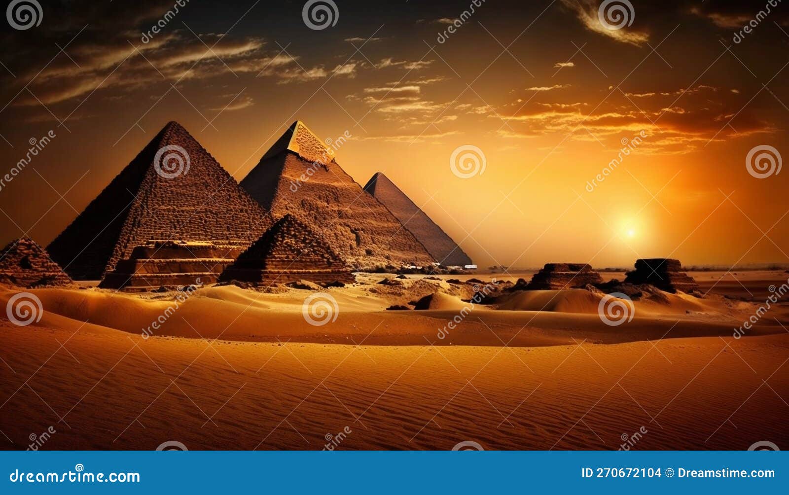 Egyptian Pyramids of Pharaoh. Generative AI Stock Illustration ...