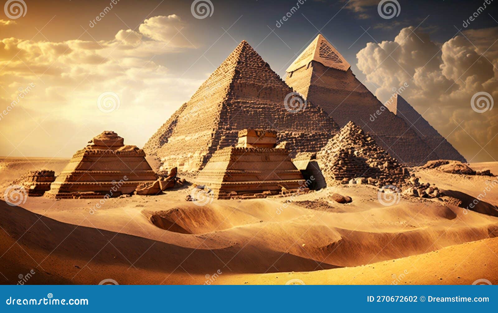 Egyptian Pyramids of Pharaoh. Generative AI Stock Illustration ...