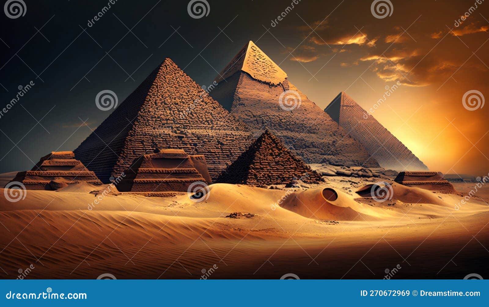 Egyptian Pyramids of Pharaoh. Generative AI Stock Illustration ...