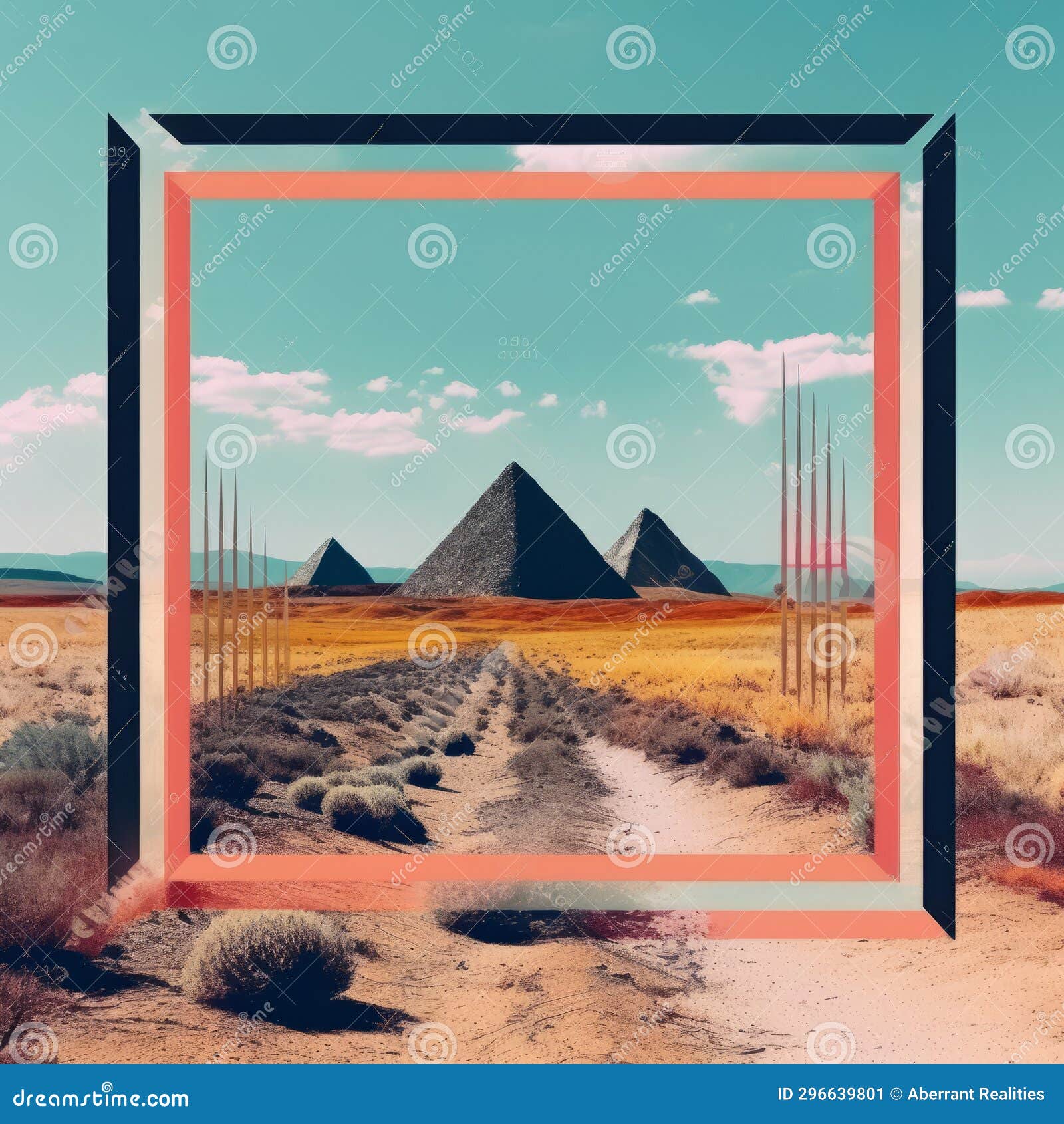 The Egyptian Pyramids in a Square Frame with a Blue Sky in the ...