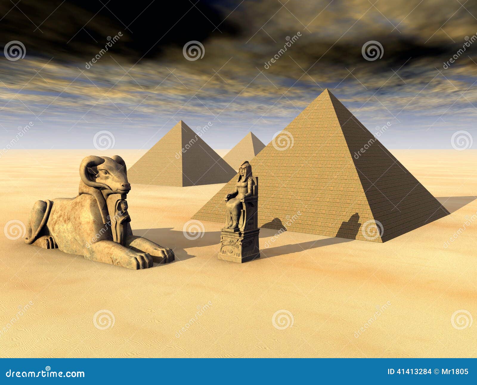 Sphinx Statues At A Temple In Ancient Egypt Stock Photography ...