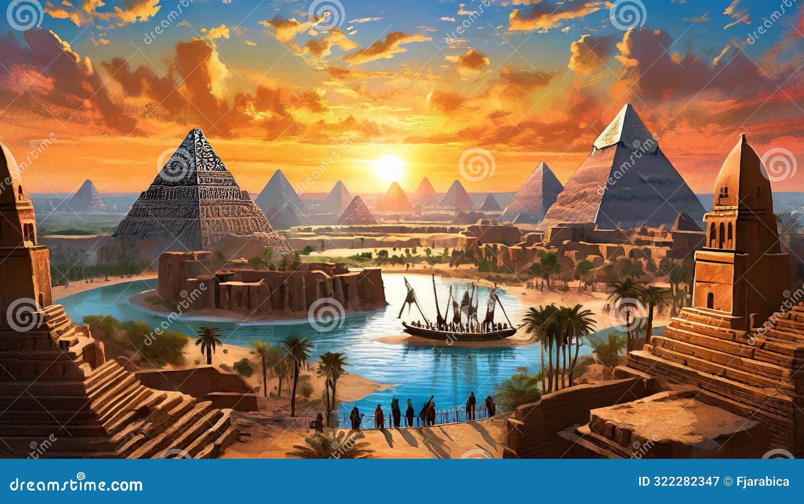 Egyptian pyramids stock illustration. Illustration of resort - 322282347