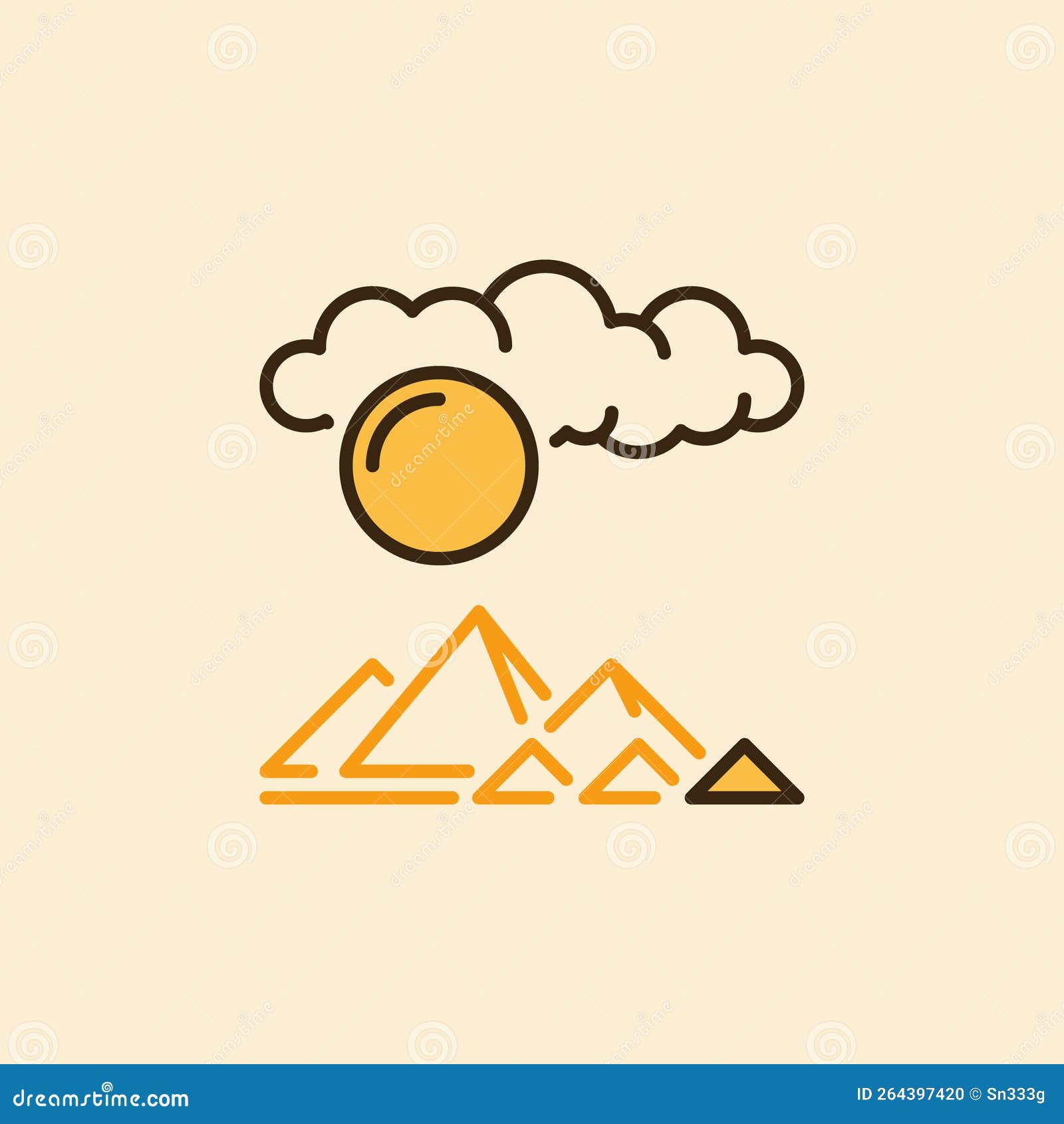 Egyptian Pyramids and Sun with Cloud Vector Egypt History Colored Icon ...