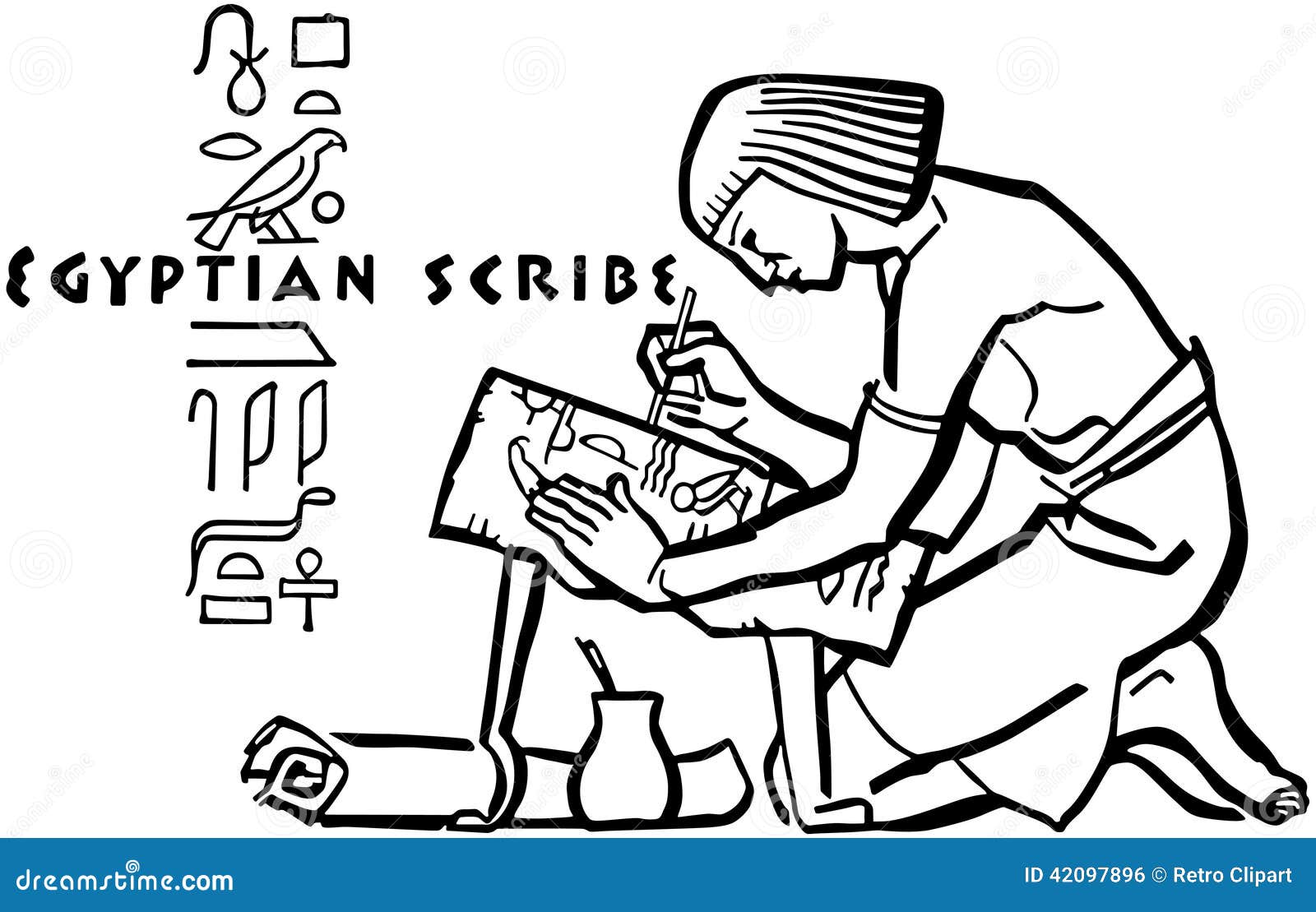 Egyptian Scribe stock vector. Illustration of parchment - 42097896