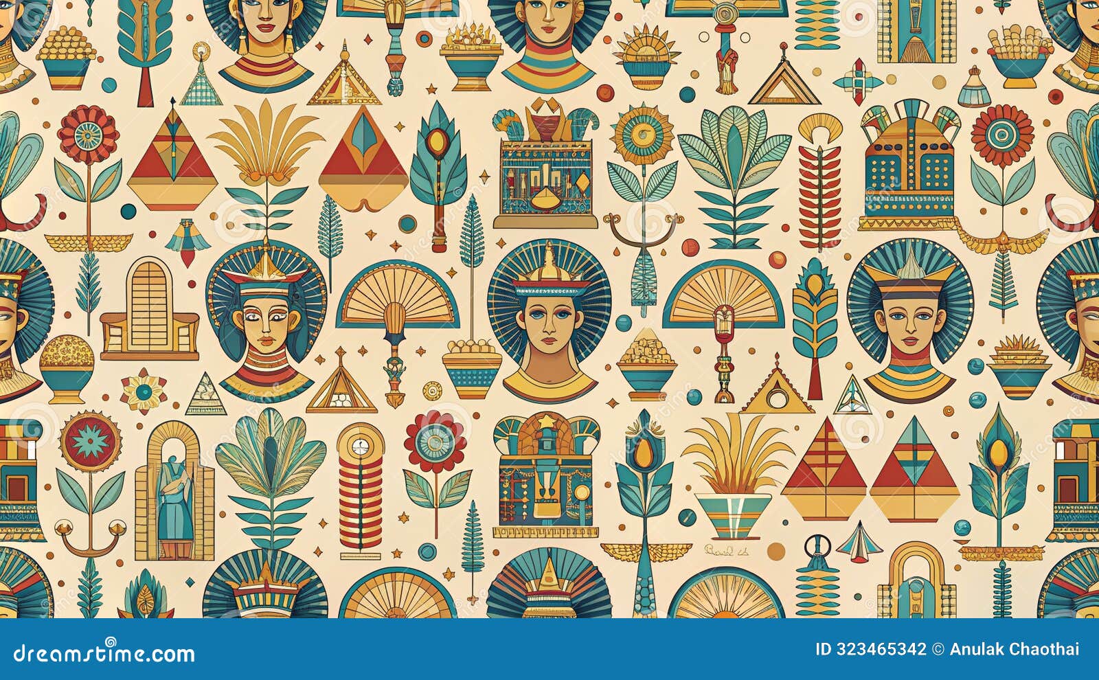 Egyptian Seamless Pattern. Halftone Background. Vector Graphic ...