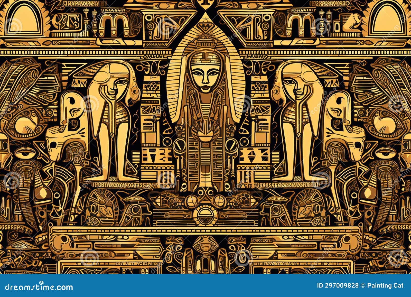 Egyptian Seamless Pattern with Egyptian Pharaohs Stock Illustration ...
