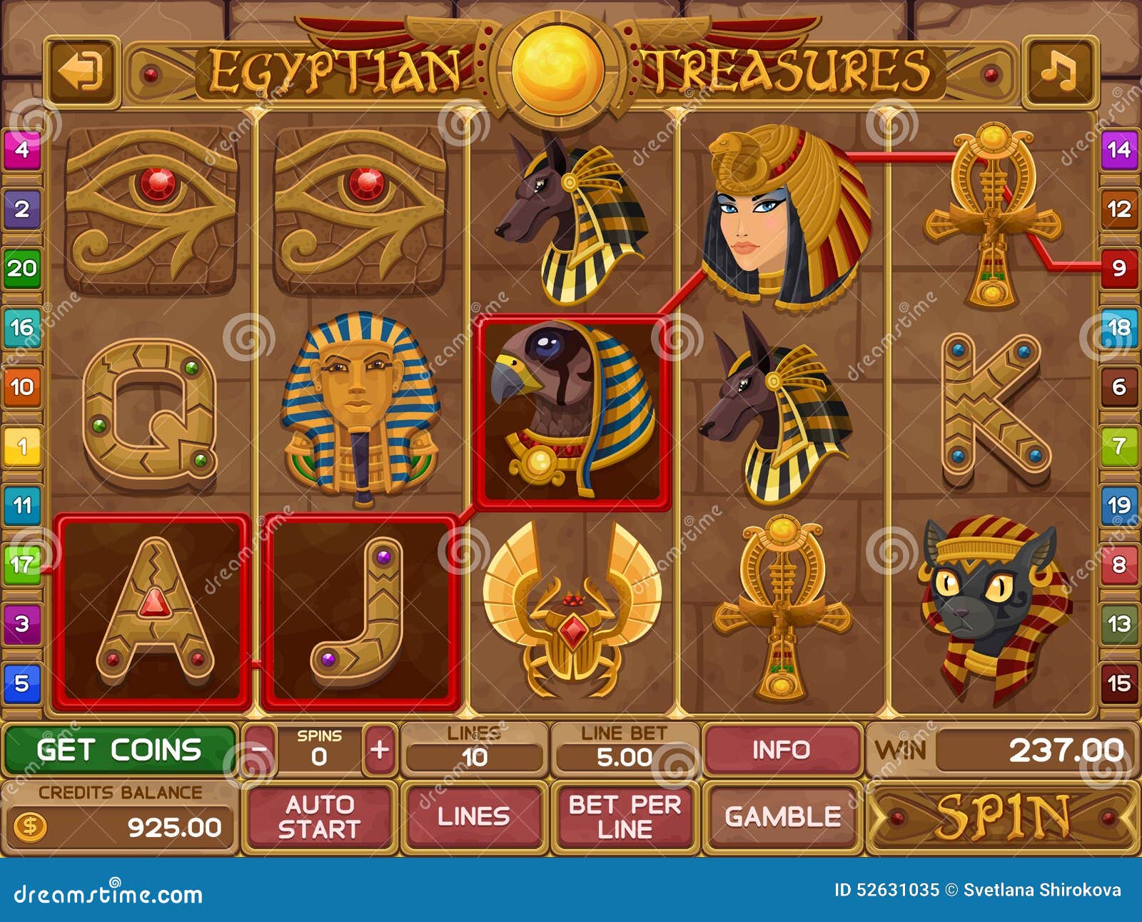 Egyptian Game Ui Design Elements Cartoon Vector | CartoonDealer.com ...