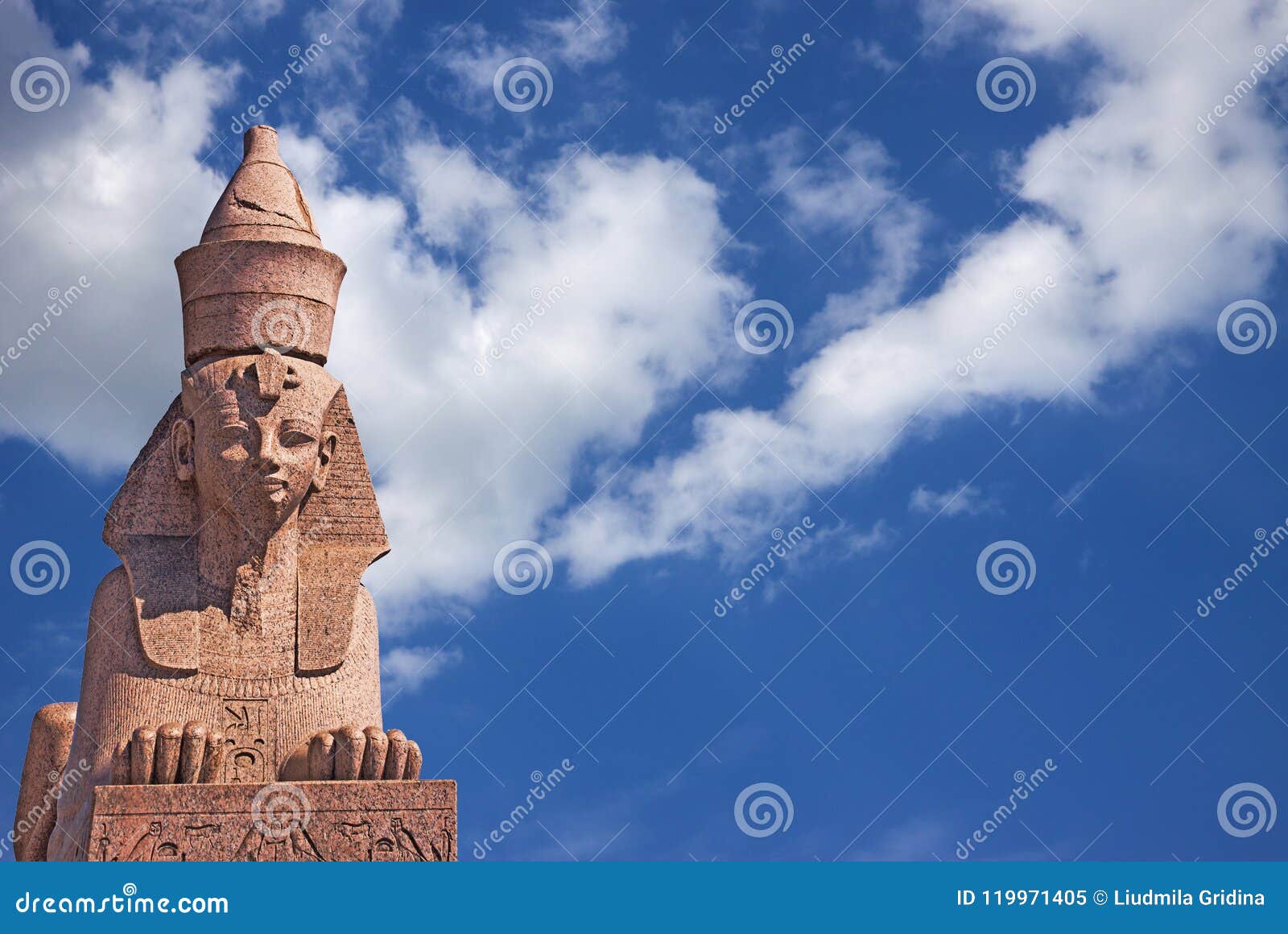 Egyptian Sphinx on Blue Sky Stock Image - Image of egyptian, face ...