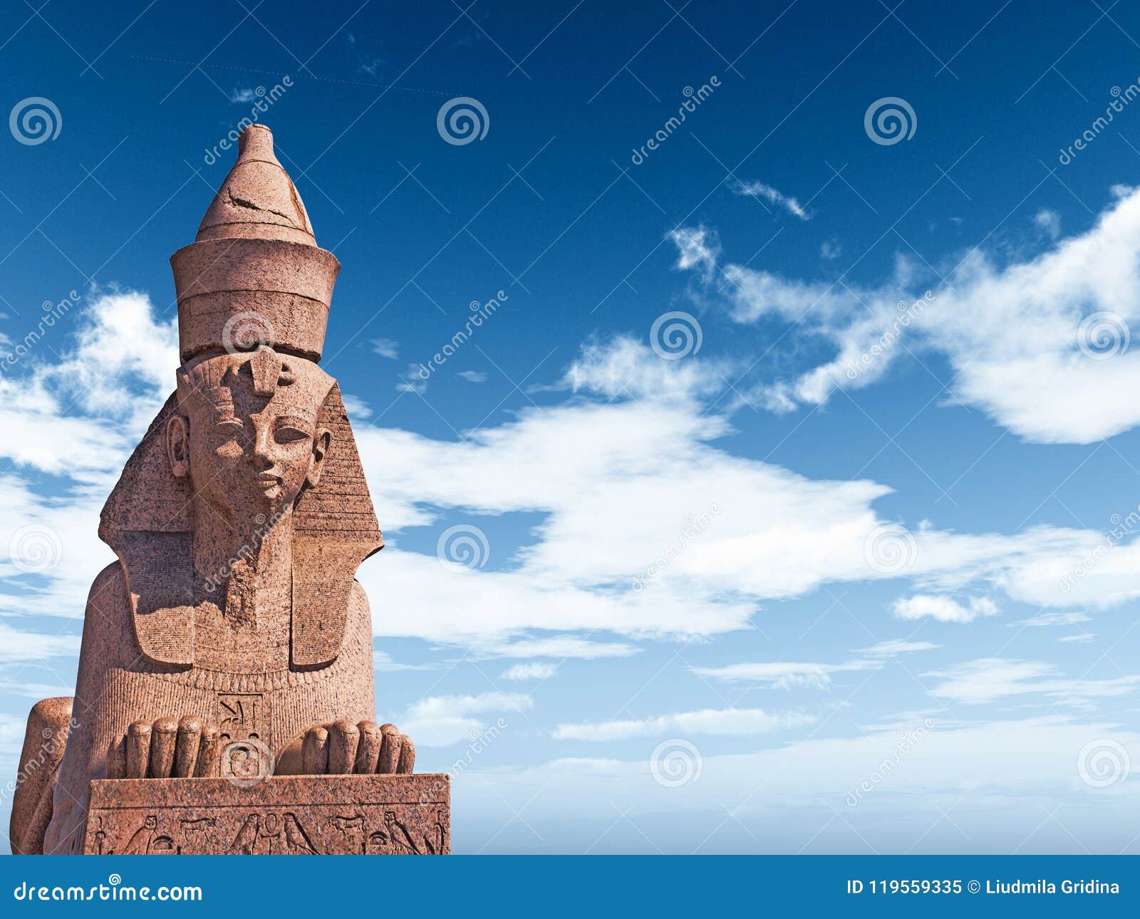 Egyptian Sphinx on Blue Sky Background Stock Illustration ...