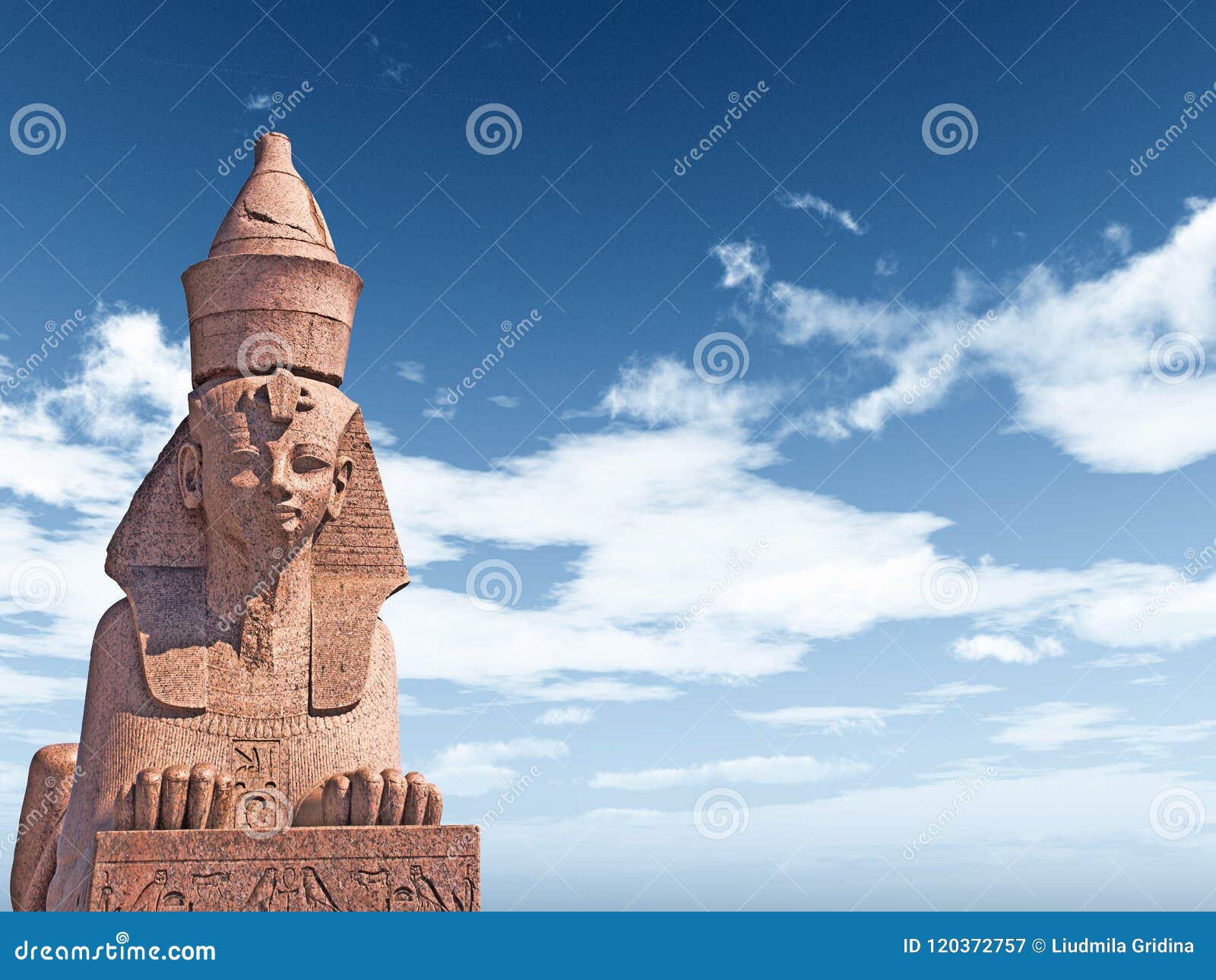 Egyptian Sphinx on Blue Sky Background Stock Illustration ...