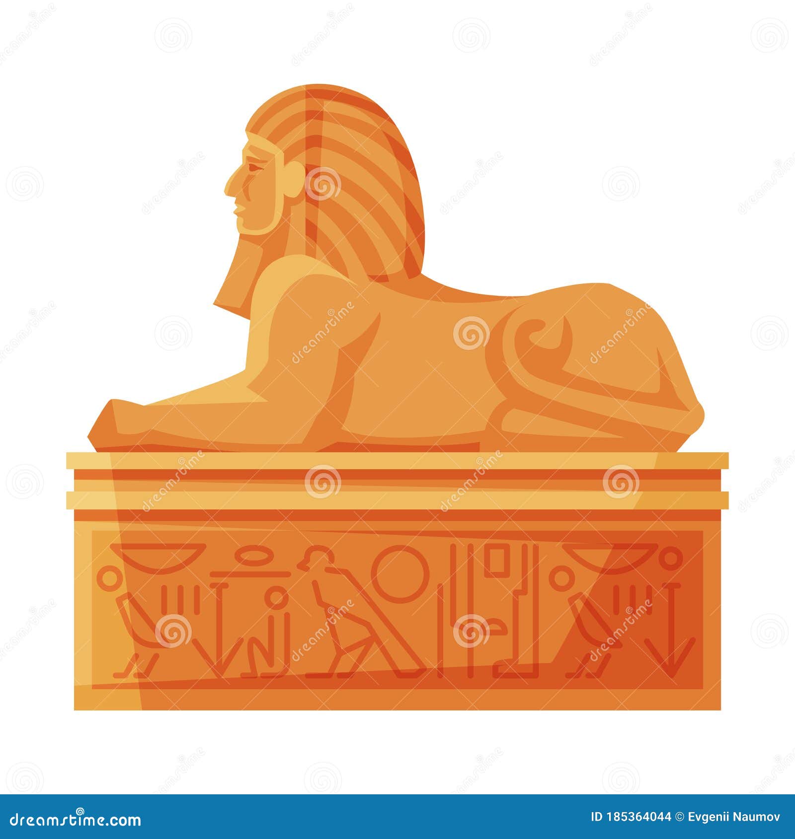 Egyptian Sphinx Statue, Side View, Symbol of Egypt Flat Style Vector ...