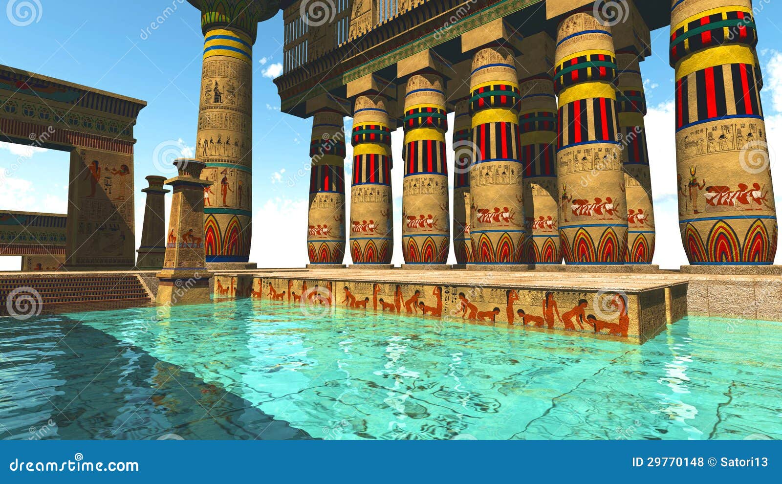 Egyptian swimming pool stock illustration. Illustration of masterpiece ...