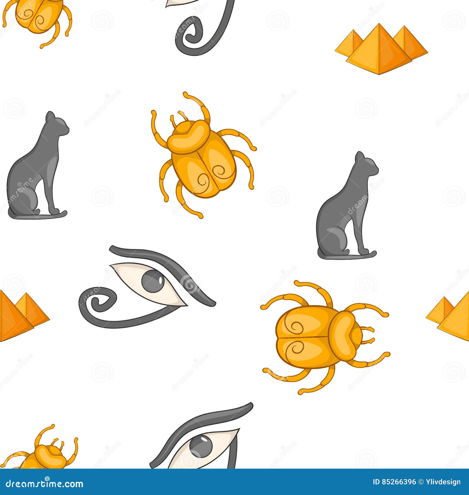 Egyptian Symbols Pattern, Cartoon Style Vector Illustration ...