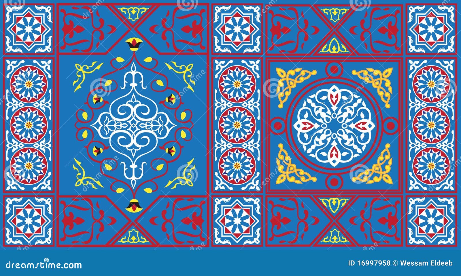 Egyptian Tent Fabric Pattern 1-blue Stock Vector - Illustration of ...