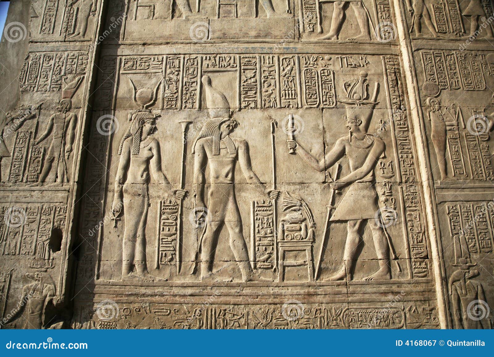 Egyptian wall relief stock image. Image of ancient, stone - 4168067