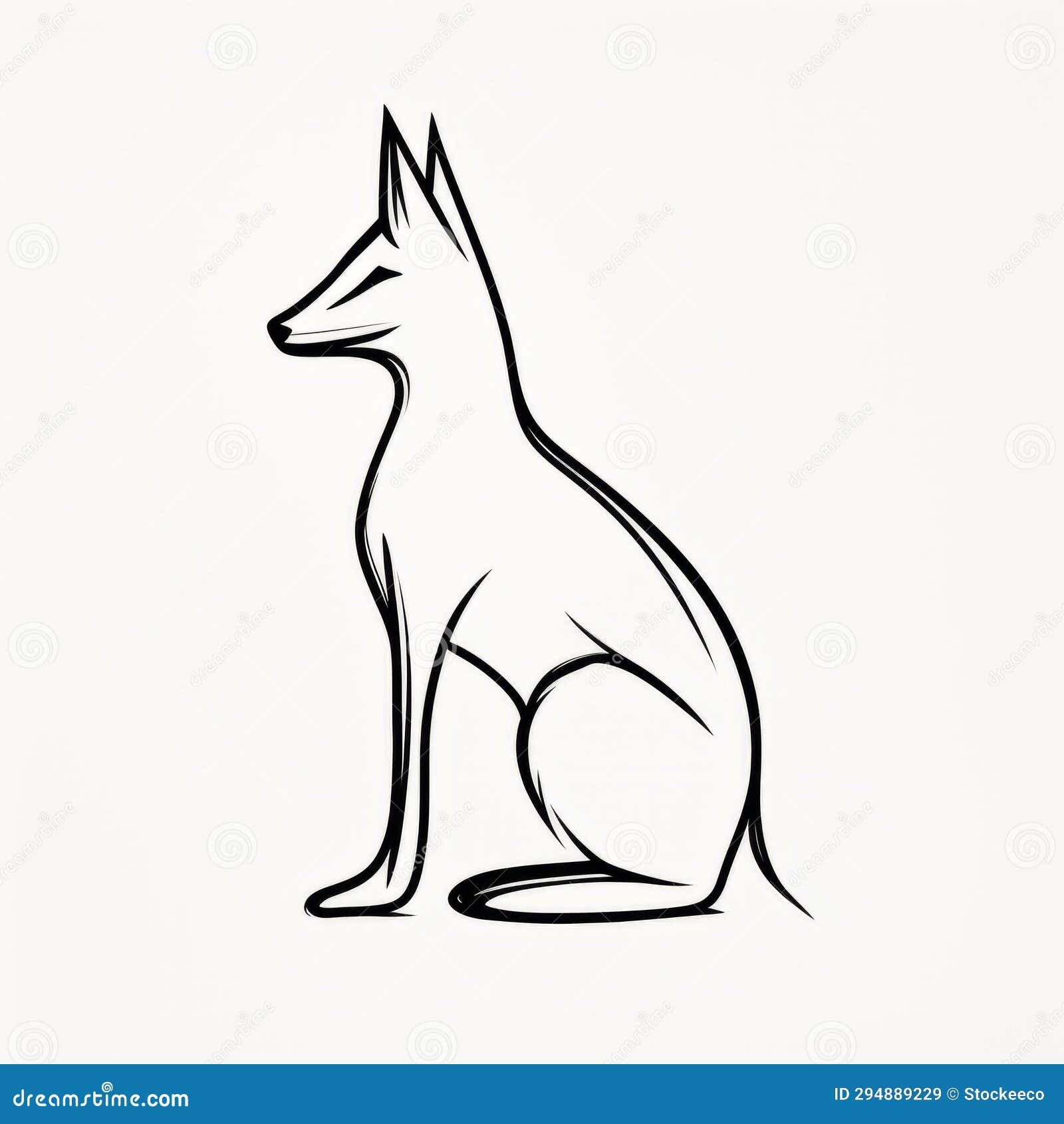 Minimalist Egyptian Fox Illustration with Caninecore Aesthetic Stock ...