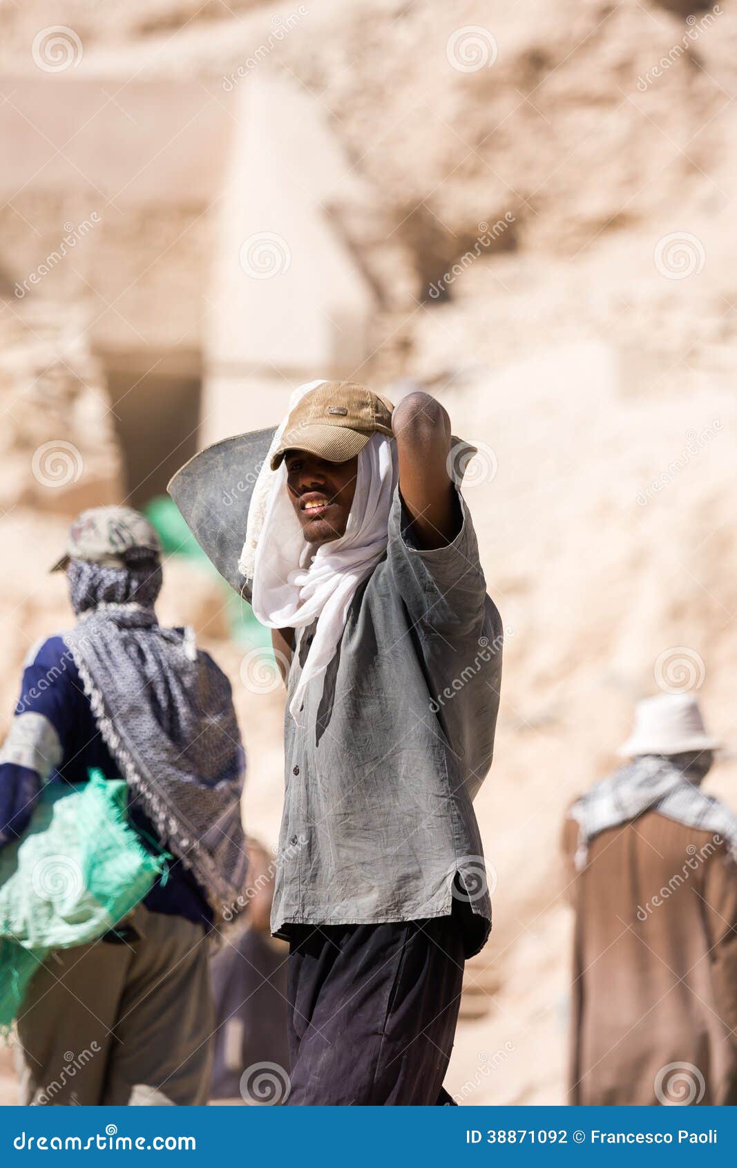 Egyptian Worker in Temple Valley, Egypt Editorial Photography - Image ...