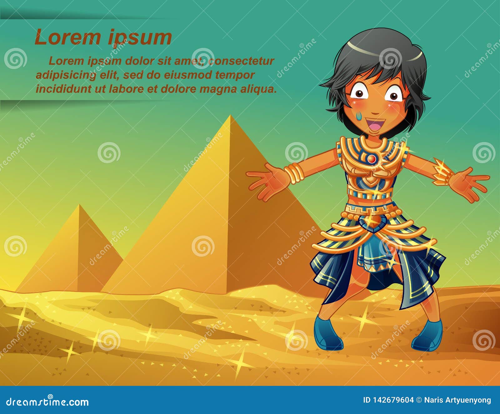 Egyptians Character on Pyramids Background. Stock Vector - Illustration ...