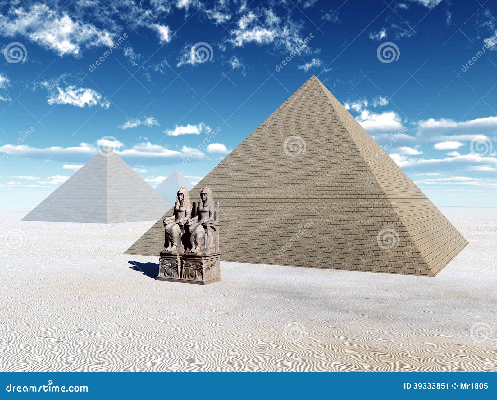 Egyptiska Pyramider Och Statyer Stock Illustrationer - Illustration av ...