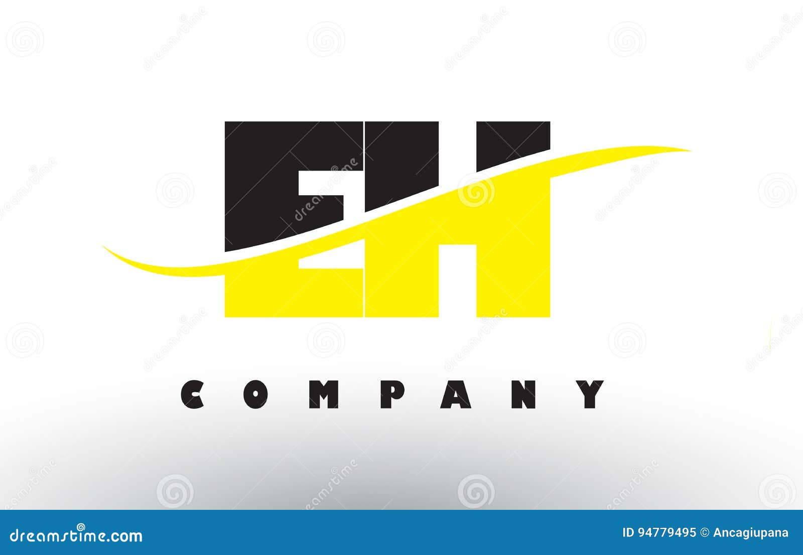 Eh E H Black And Yellow Letter Logo With Swoosh Stock Vector Illustration Of Symbol Shape