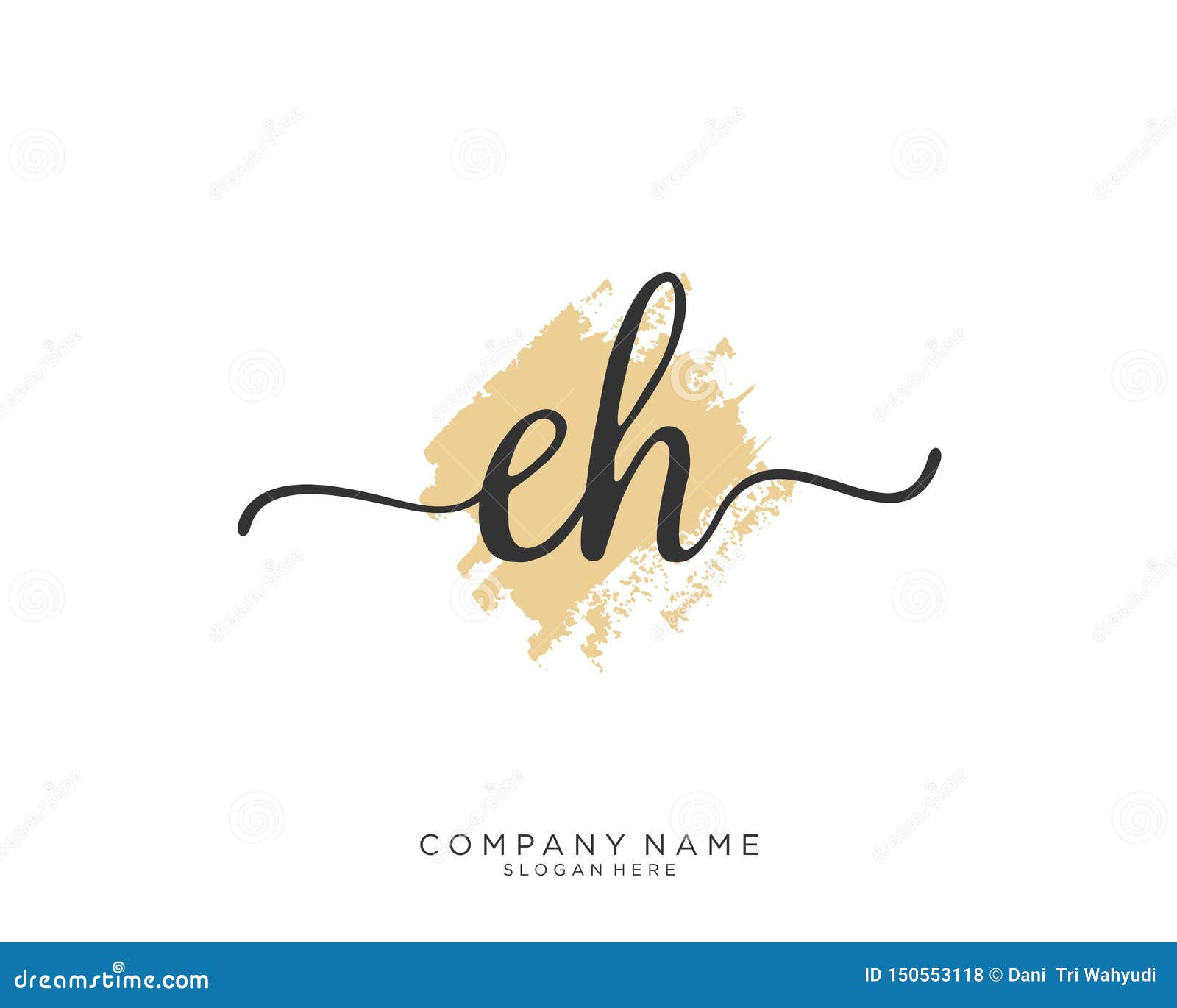 EH Initial Handwriting Logo Concept Stock Illustration - Illustration ...
