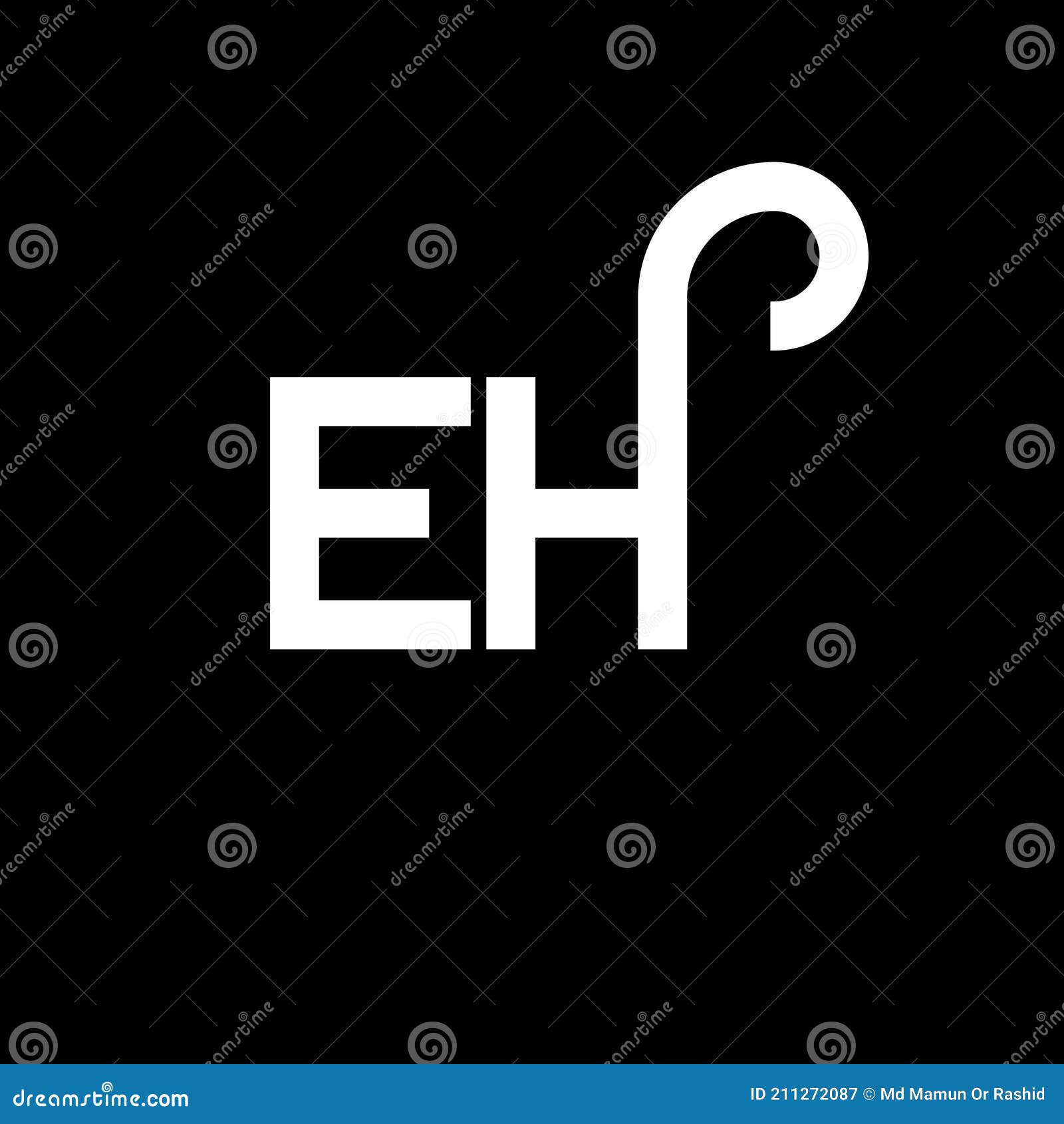 EH Letter Logo Design on Black Background. EH Creative Initials Letter ...