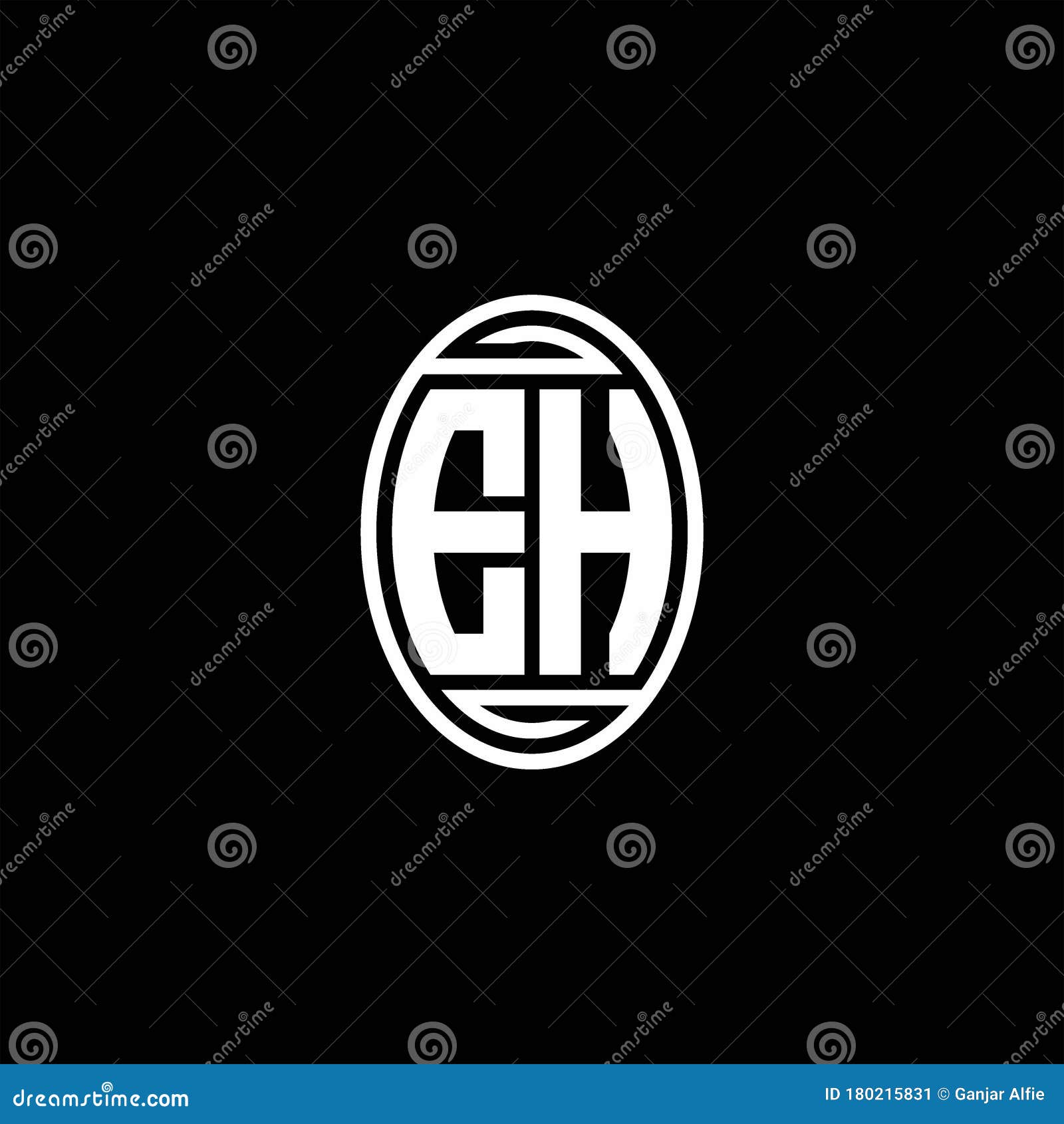 EH Monogram Logo Isolated on Oval Rotate Shape Stock Vector ...