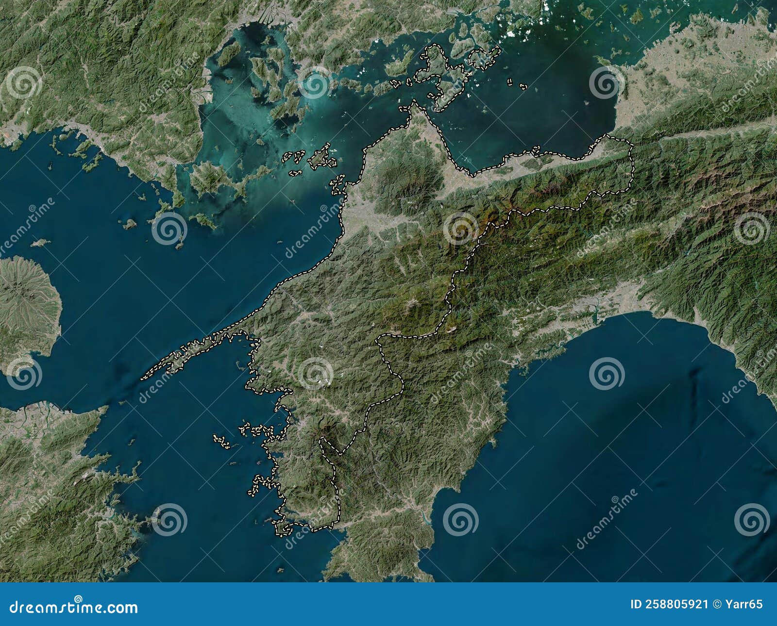 Ehime, Japan. High-res Satellite. No Legend Stock Image - Image of ...