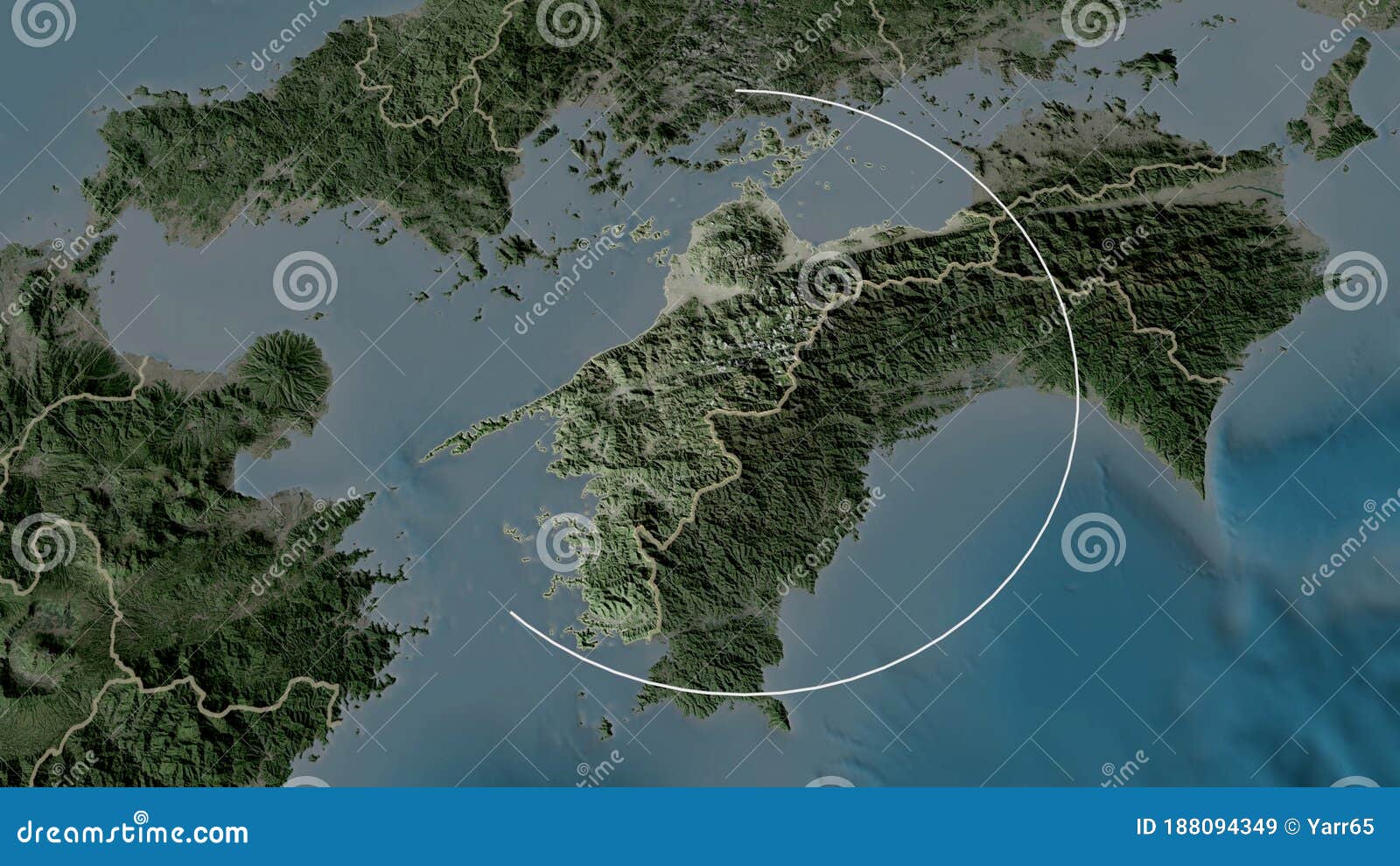 Ehime, Japan - Highlighted. Satellite Stock Illustration - Illustration ...