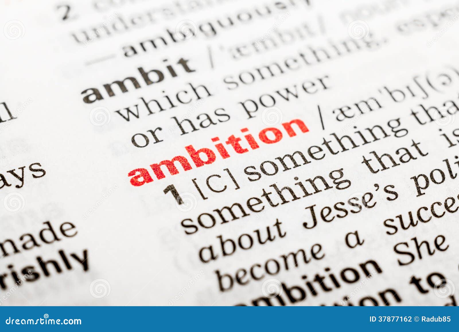 Ehrgeiz-Wort-Definition stockfoto. Bild von bedeutung - 37877162