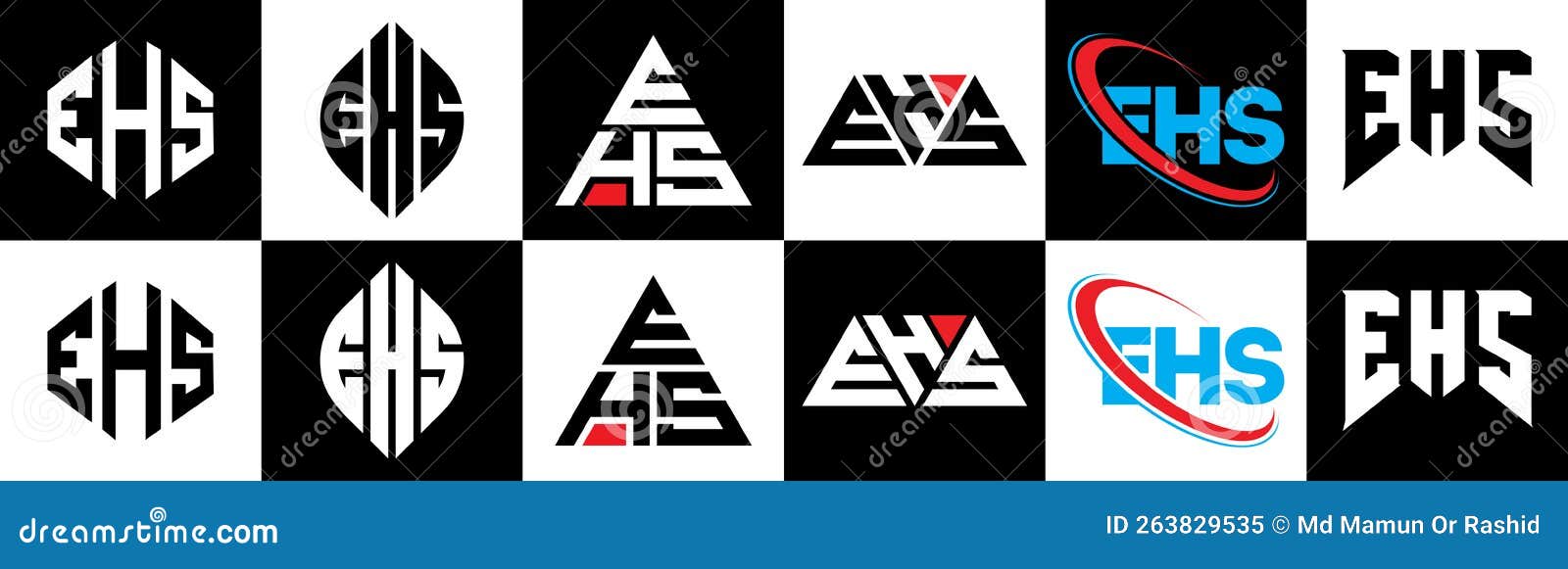 EHS Letter Logo Design in Six Style. EHS Polygon, Circle, Triangle ...
