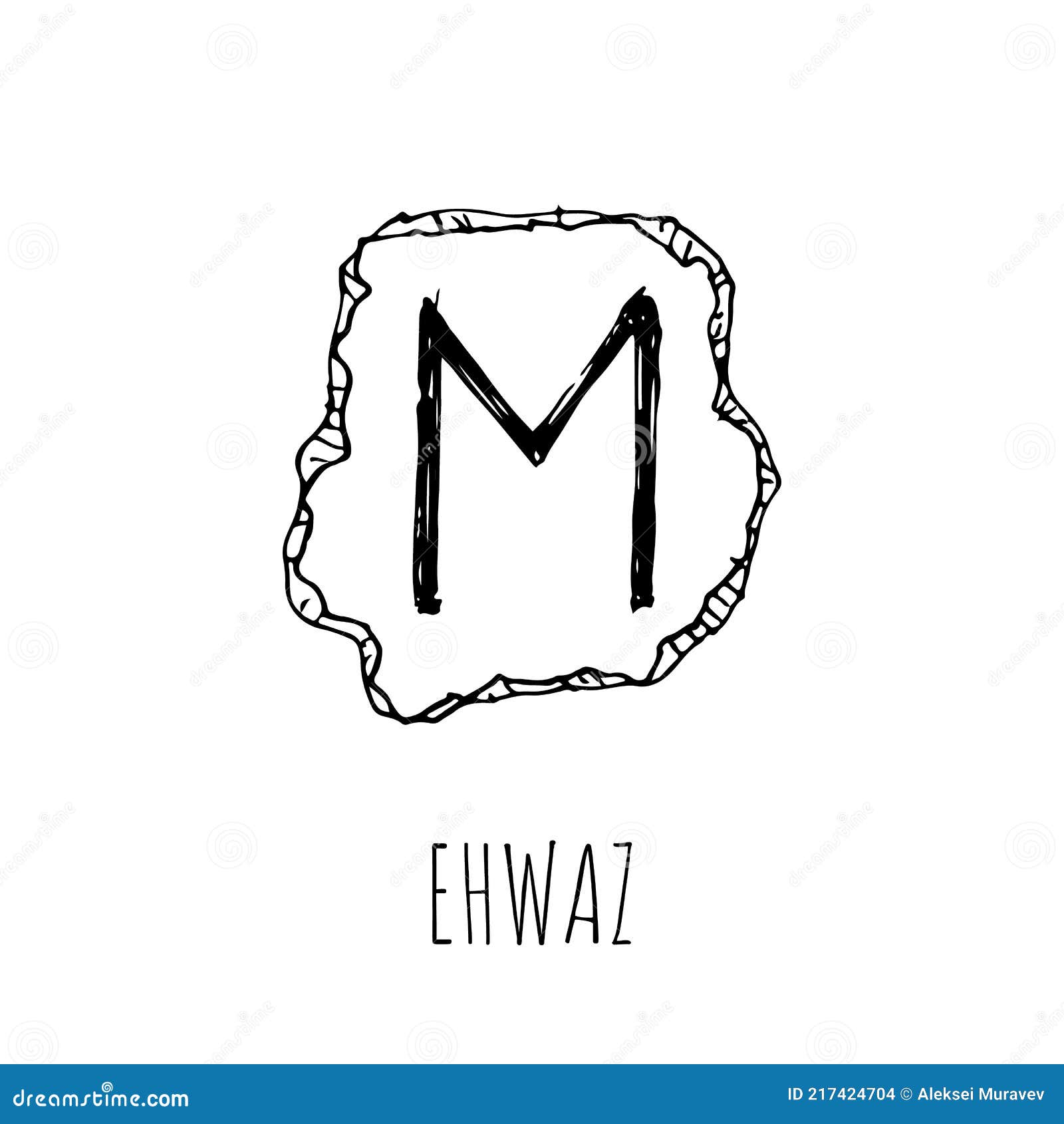 Ehwaz Rune Written on a Stone. Vector Illustration Stock Vector ...