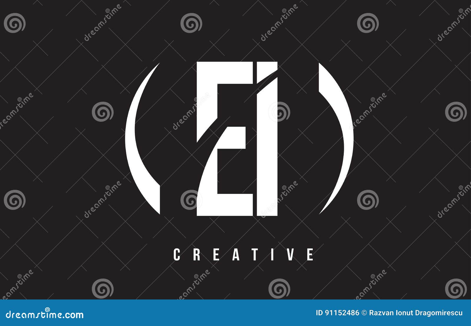 EI E I White Letter Logo Design with Black Background. Stock Vector ...