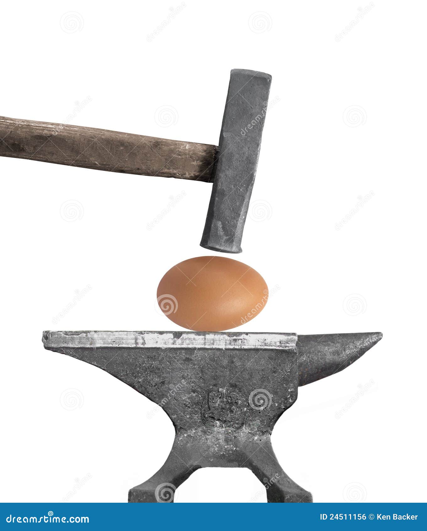 Ei, Hammer Und Amboss Getrennt Stockfoto - Bild von zerbrechlich ...