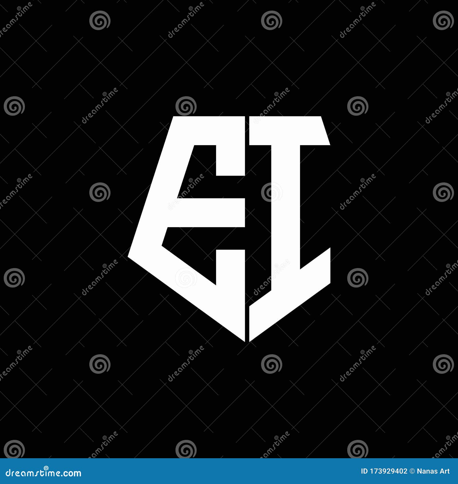 EI Logo Monogram with Pentagon Shape Style Design Template Stock Vector ...