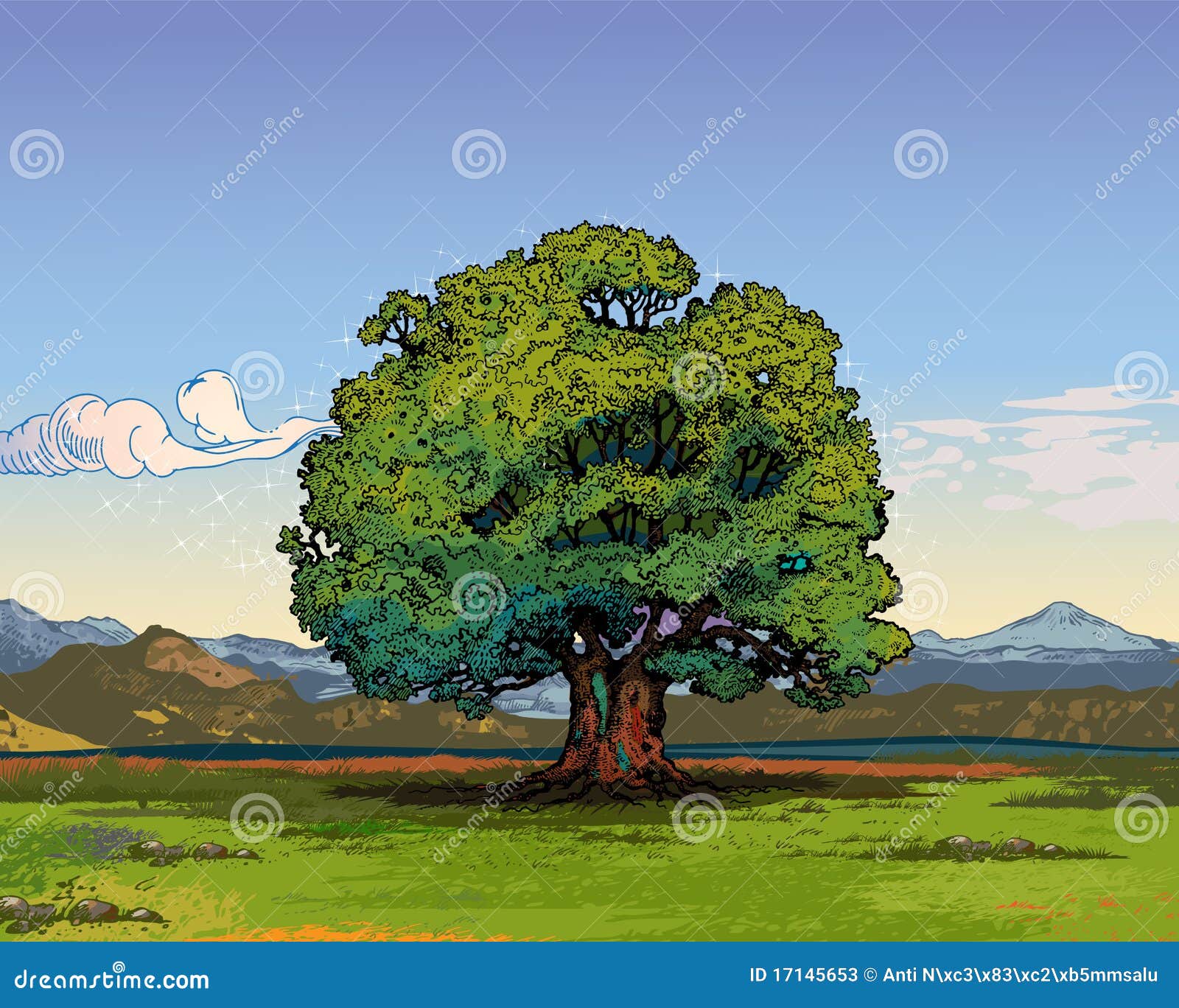 Eichenbaum vektor abbildung. Illustration von blades - 17145653