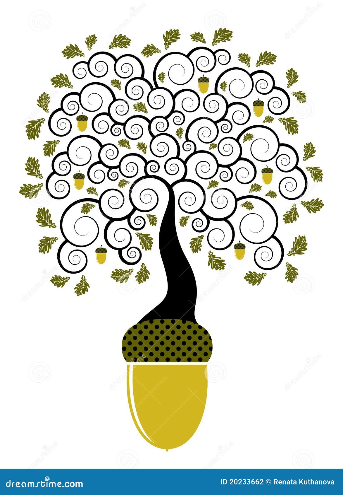 Eichenbaum, Der Von Der Eichel Wächst Vektor Abbildung - Illustration ...