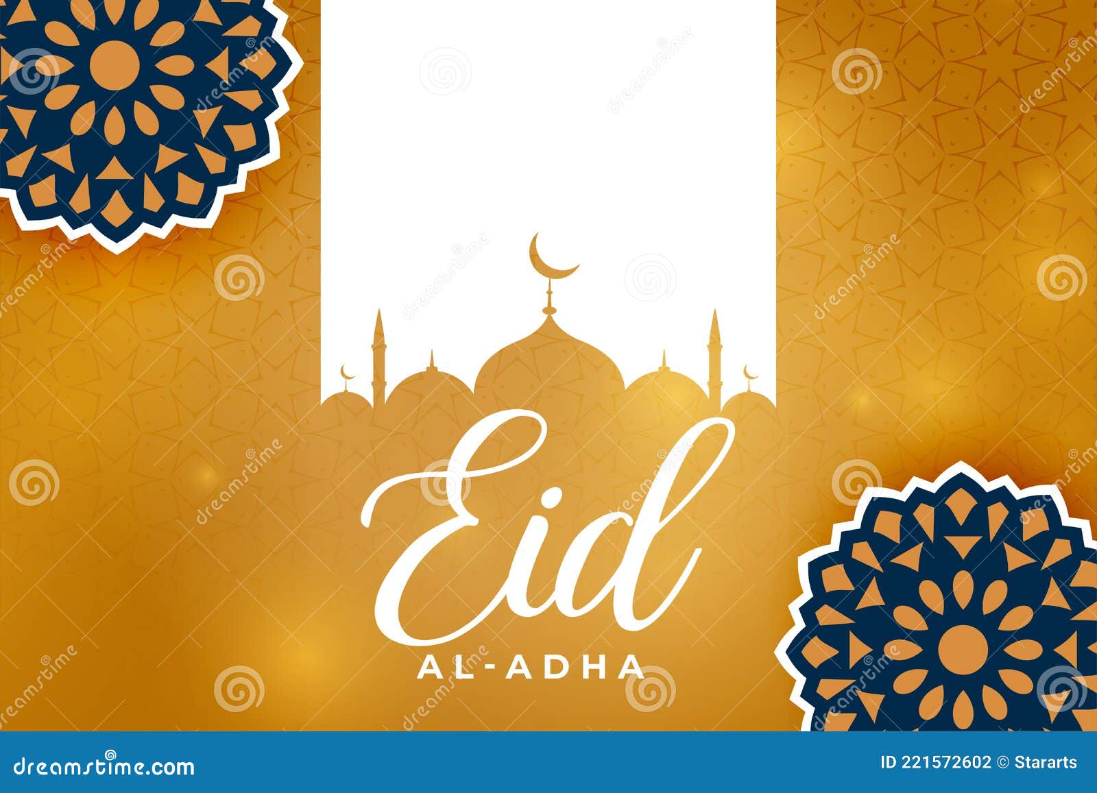 Eid Adha Golden Card with Decorative Elements Stock Vector ...