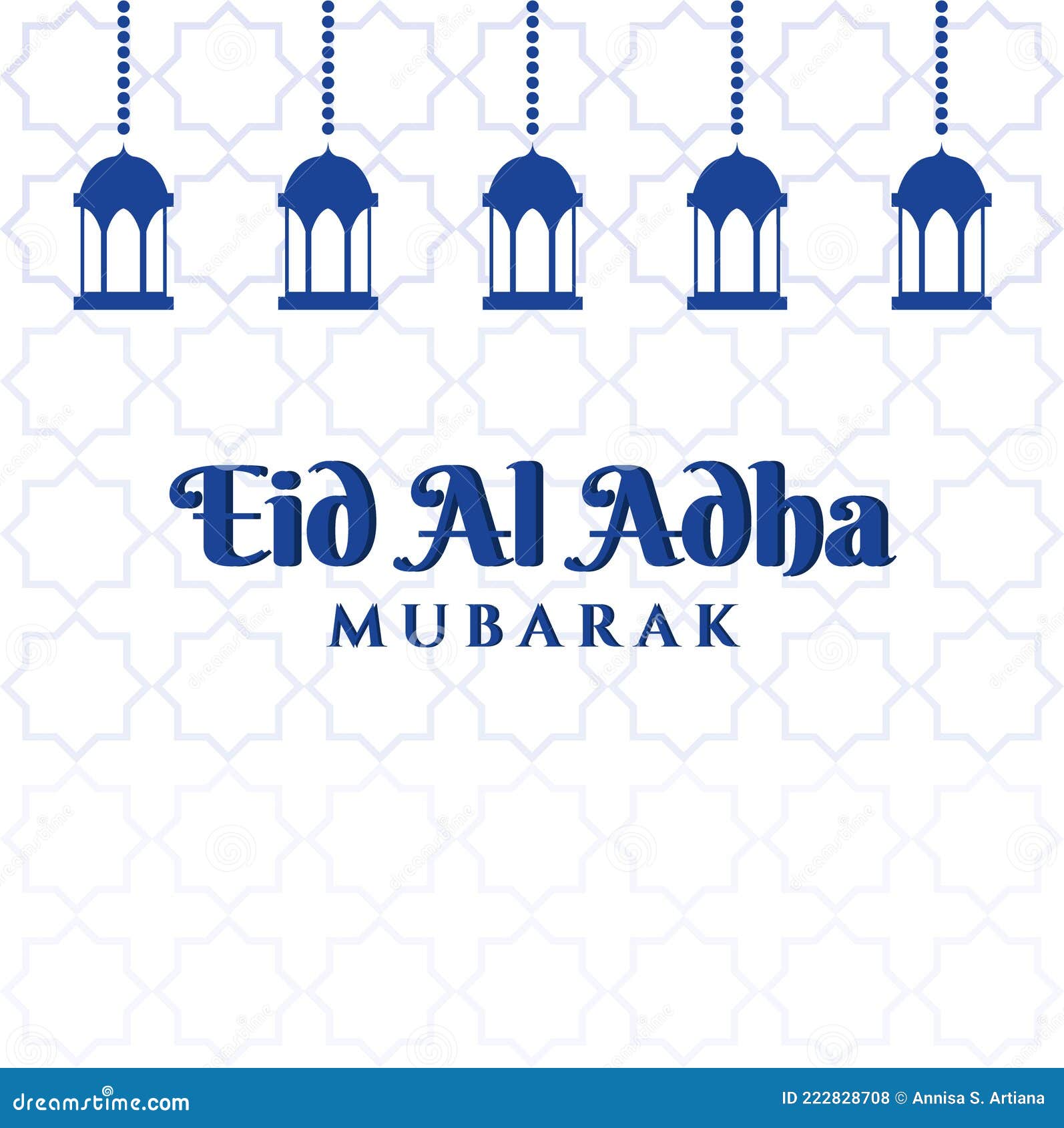 Eid Al Adha Mubarak With Simple Design Calming Blue Color And Islamic ...