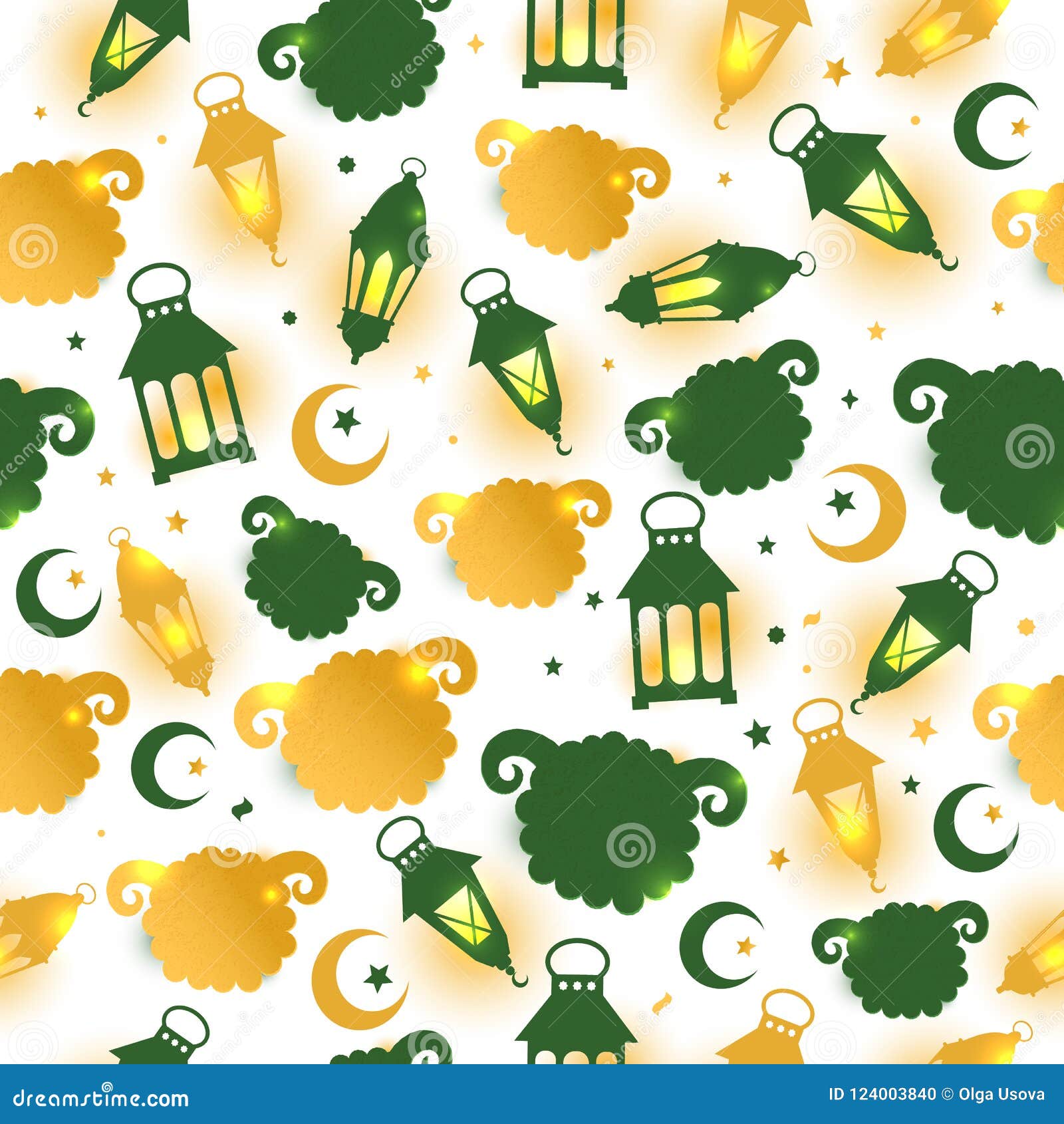 Eid Al Adha Seamless Pattern Doodle Art Concept On Festival Of ...