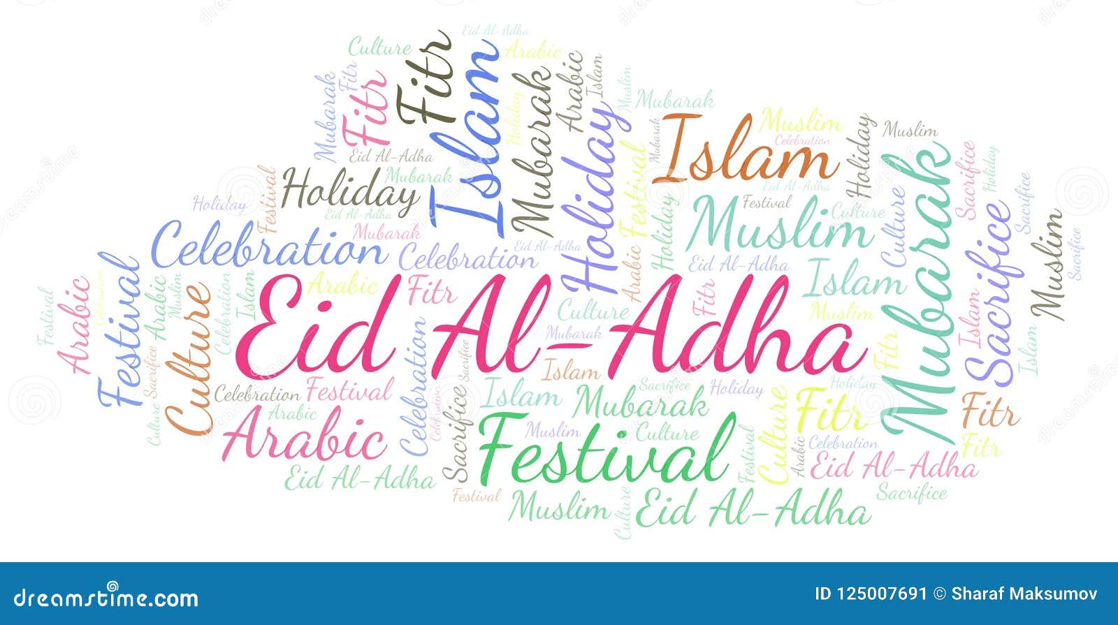 Eid Al-Adha word cloud. stock illustration. Illustration of print ...