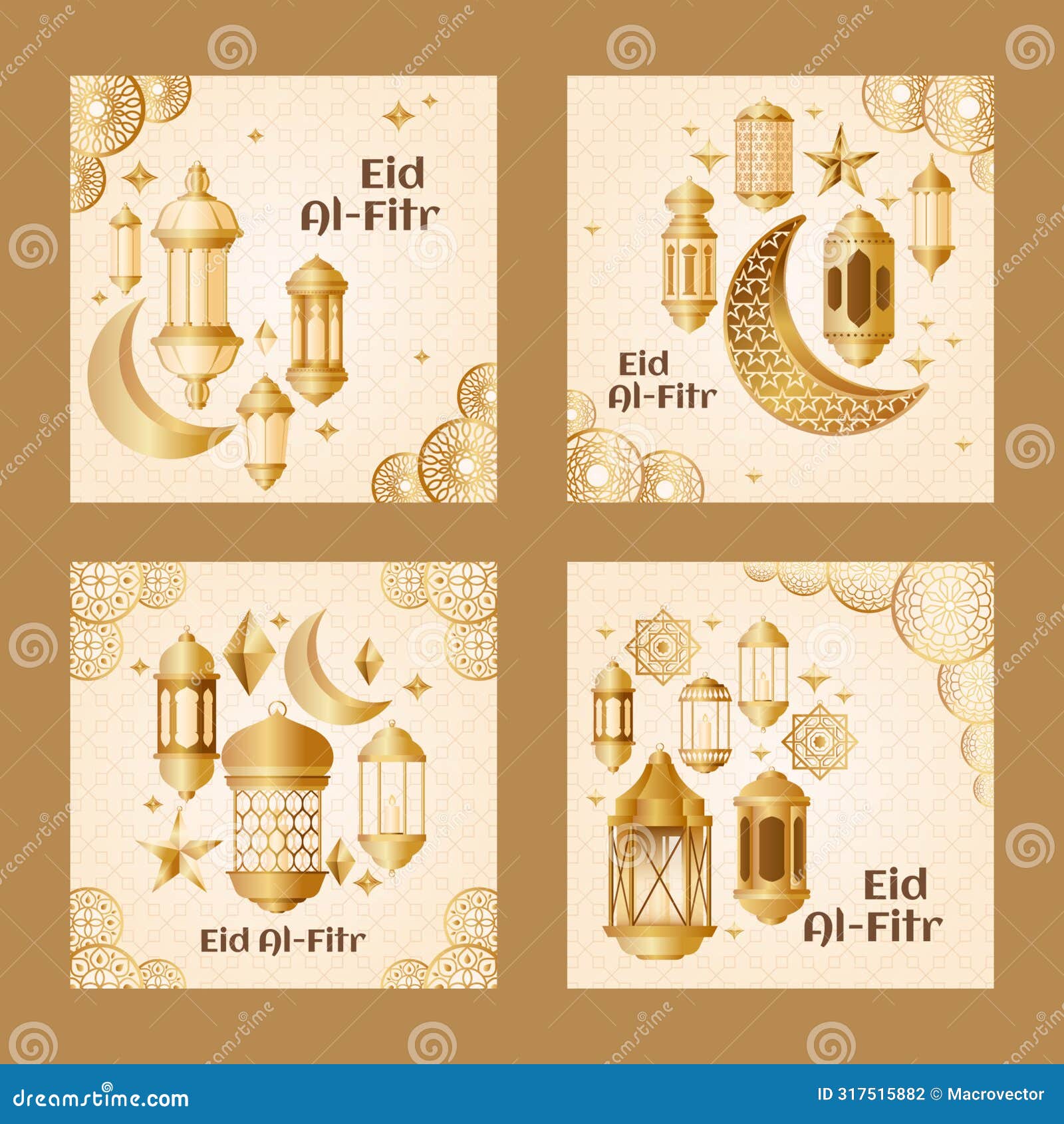 Eid Al-fitr Cards In Realistic Design Royalty-Free Stock Image ...
