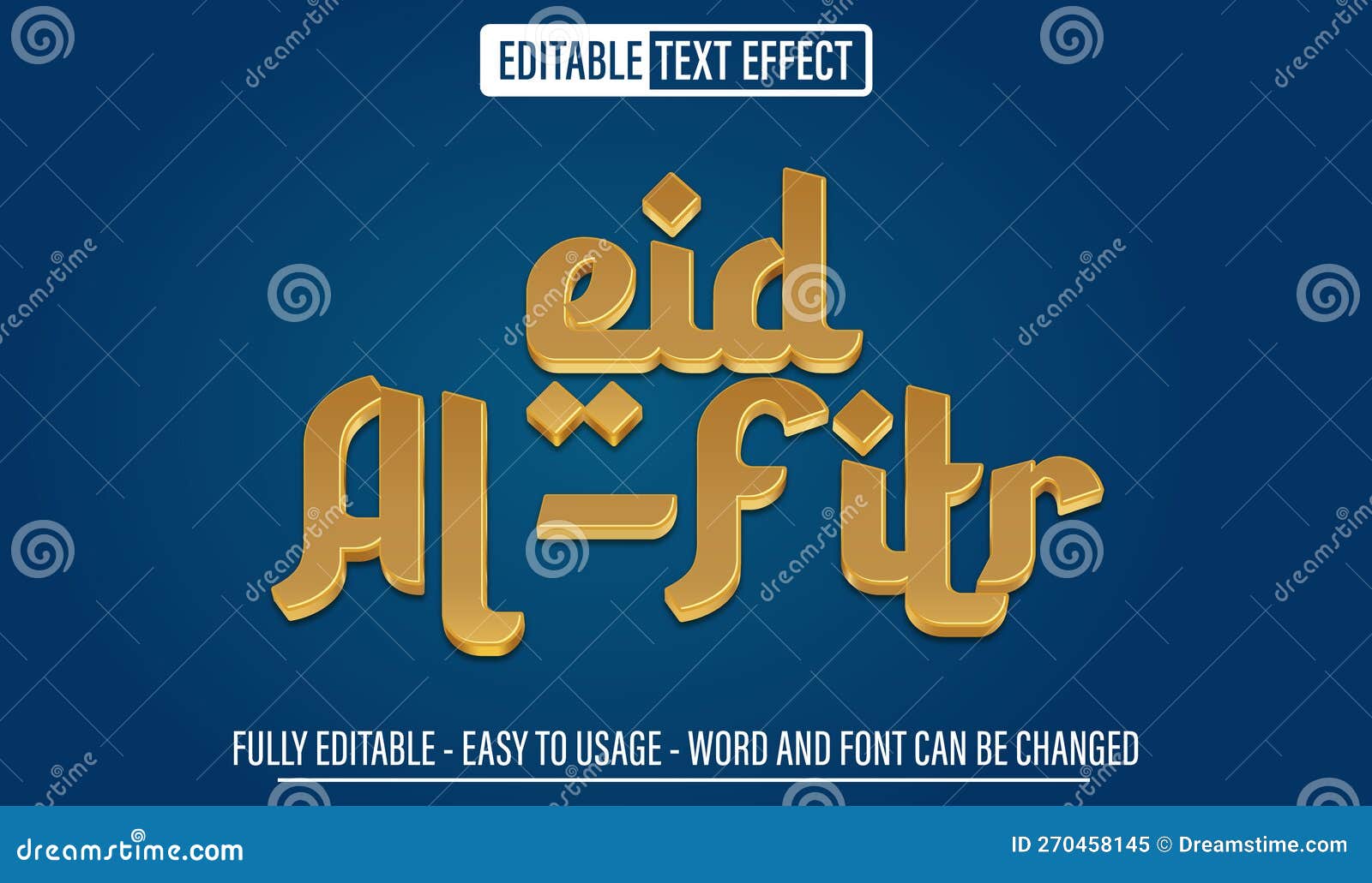 Eid Al-Fitr 3d Text Effect Editable Stock Illustration - Illustration ...