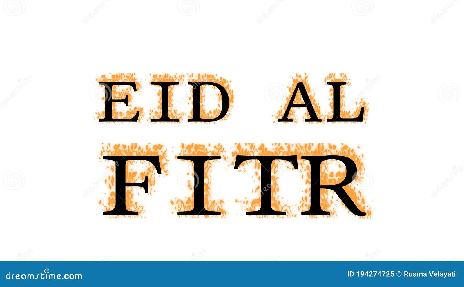 Eid Al Fitr Fire Text Effect White Isolated Background Stock ...