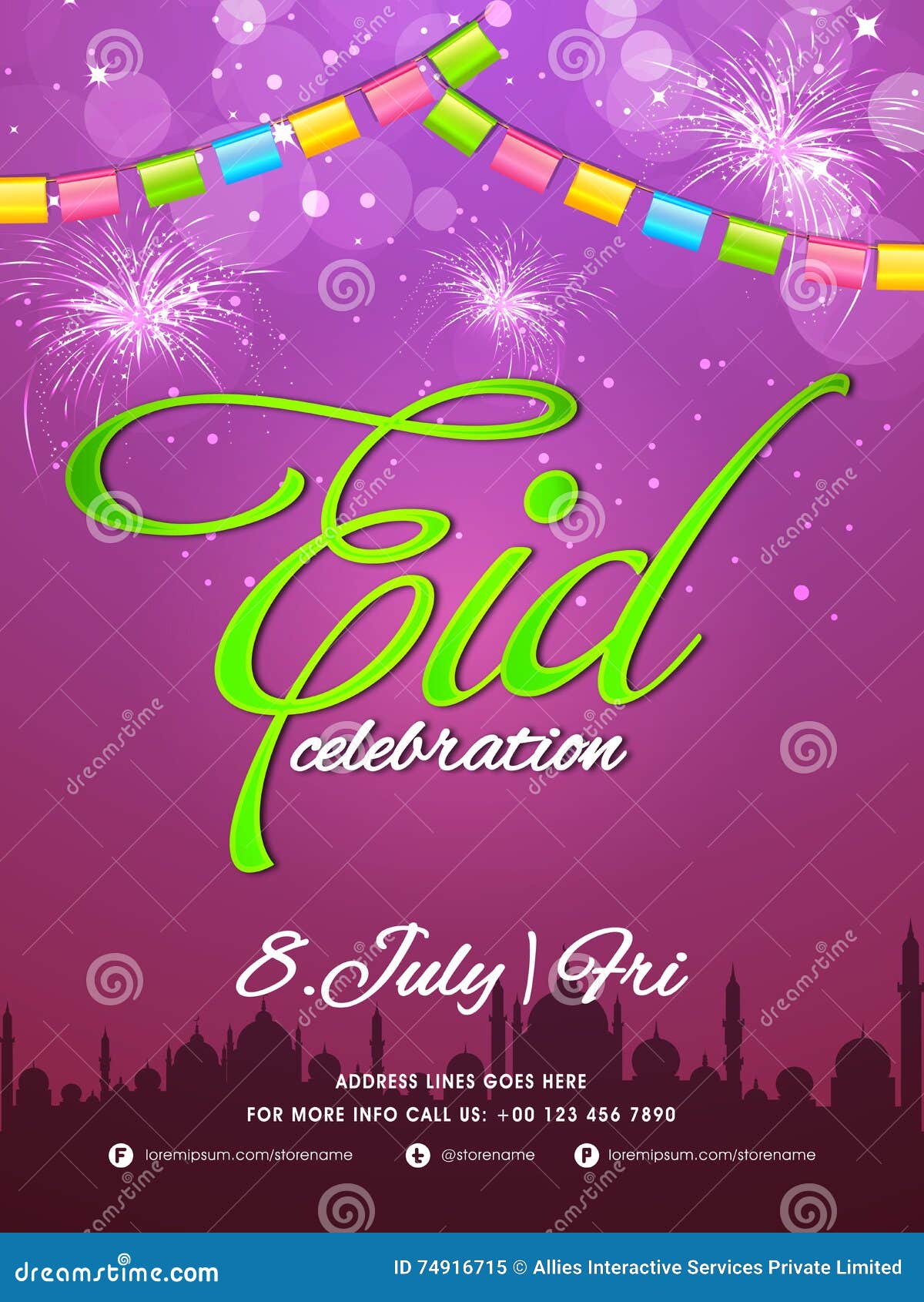 Eid Celebration Flyer Ou Bandeira Ilustração Stock - Ilustração de ...