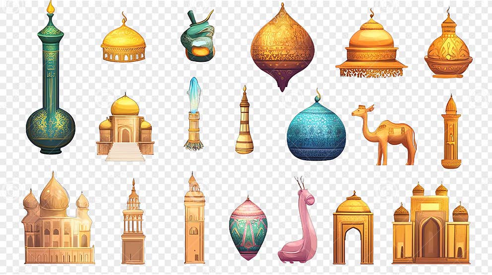 Eid Elements Set stock illustration. Illustration of cartoon - 341474710