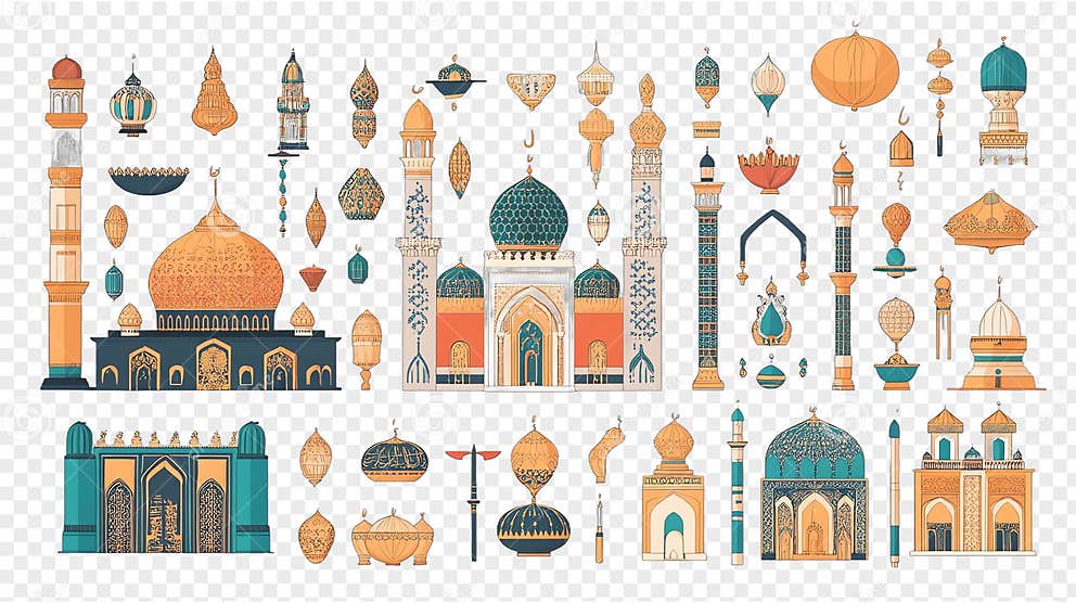 Eid Elements Set Illustration Stock Illustration - Illustration of ...