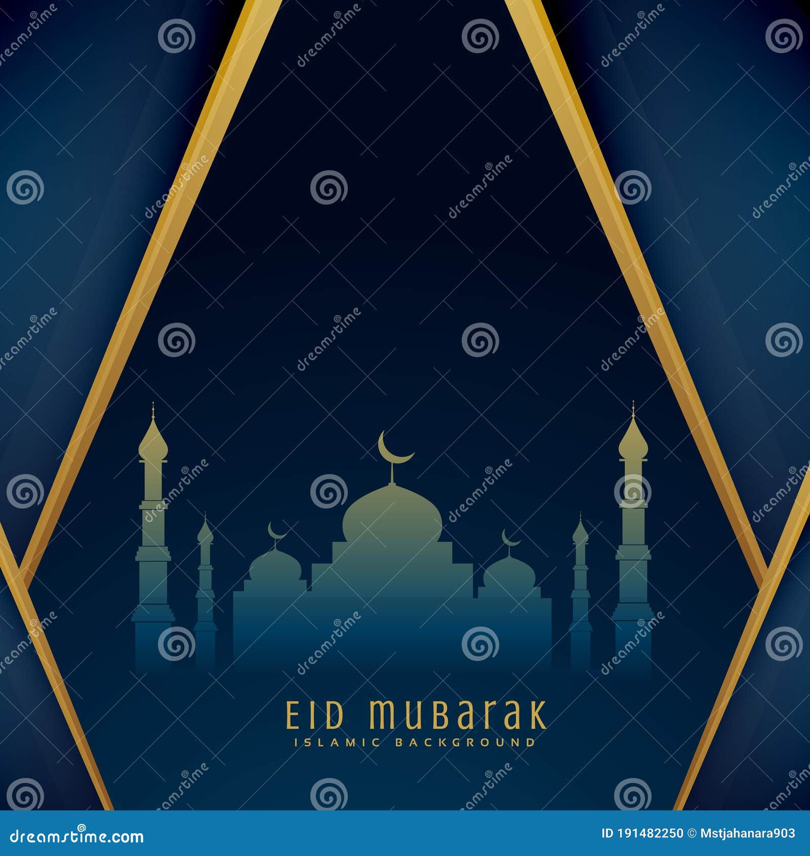 Eid Greeting Design with Mosque Shape Stock Vector - Illustration of ...