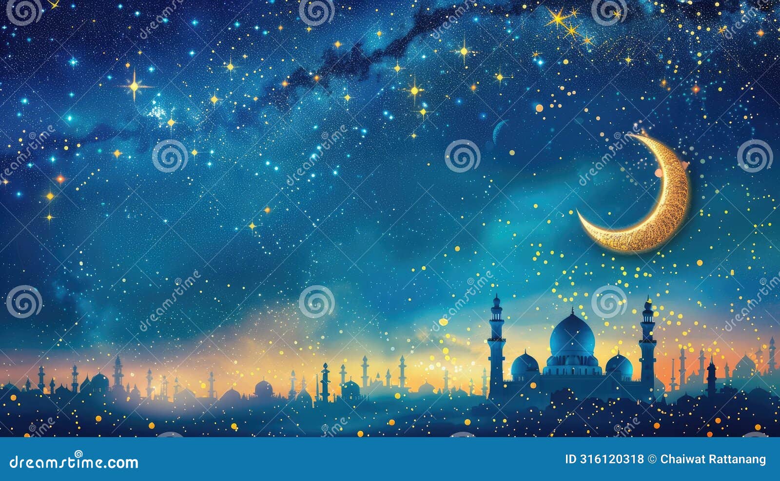 Eid with an Image Featuring a Crescent Moon and Stars, Symbolizing the ...