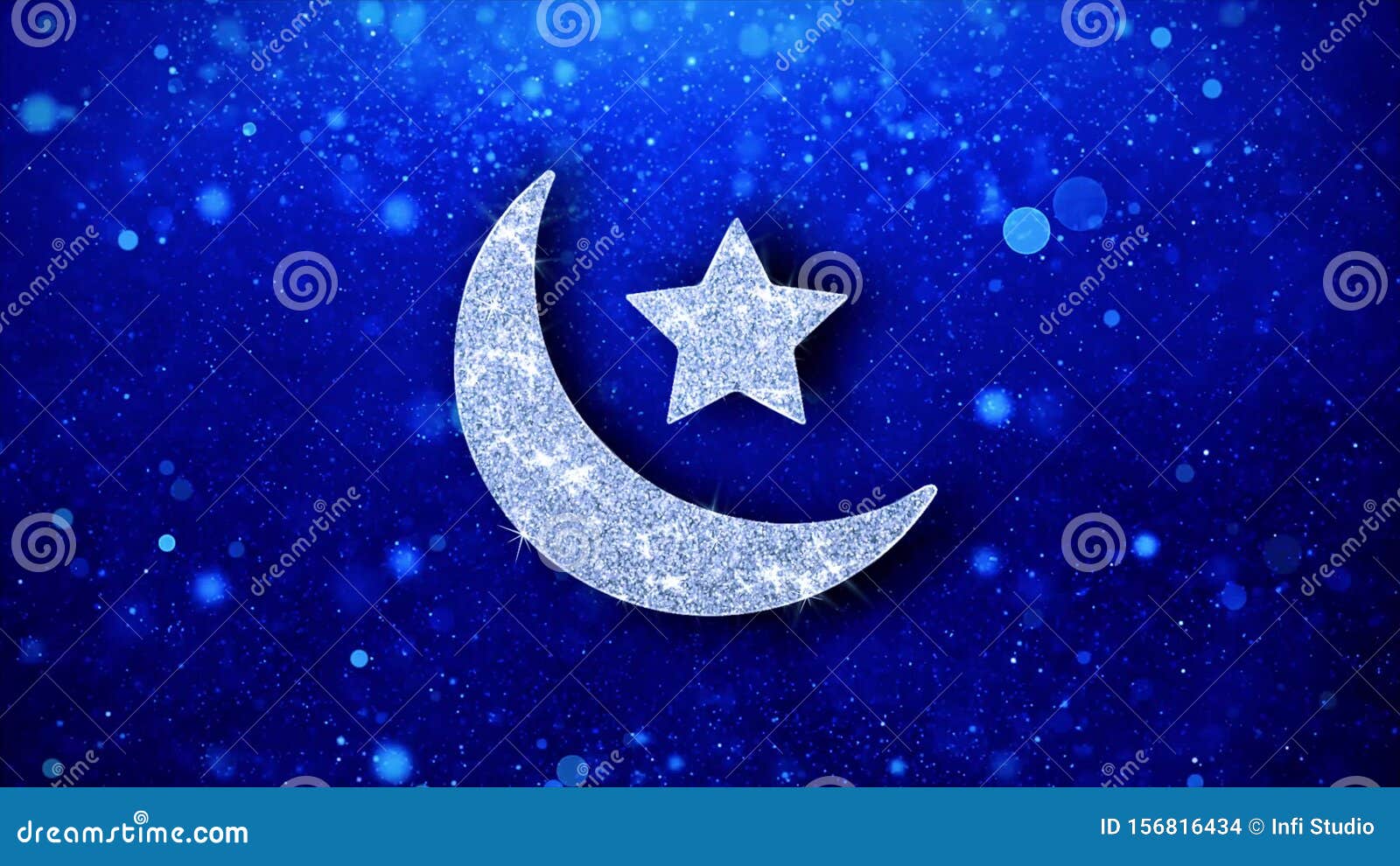 Eid Islamic Icon Blinking Glitter Glowing Shine Particles. Stock ...